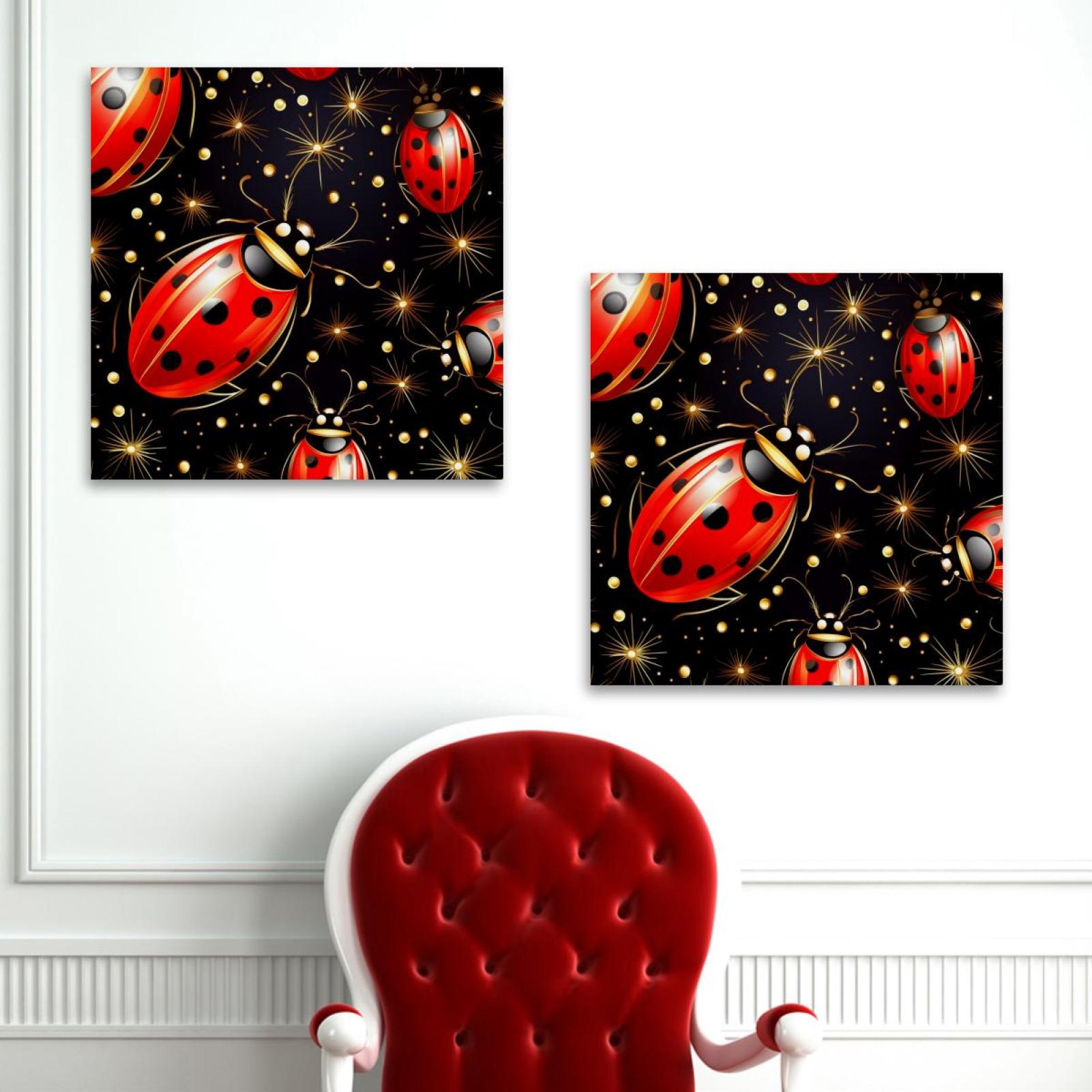 OWNSERIES Ladybug Pattern 2PC Canvas Wall Art Paintings for Living Room ...