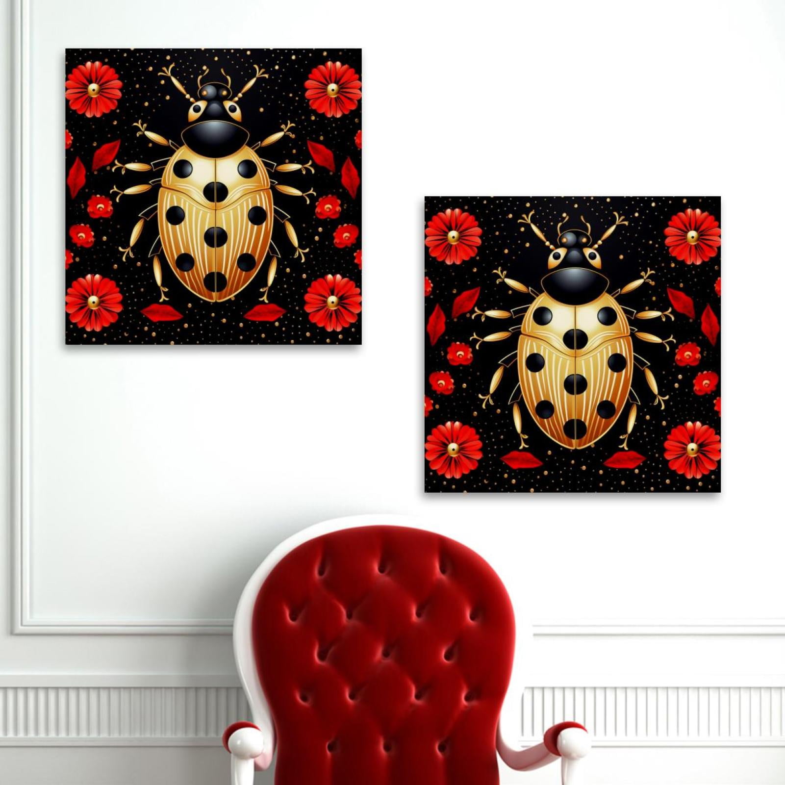 OWNSERIES Ladybug Pattern 2PC Canvas Wall Art Paintings for Living Room ...
