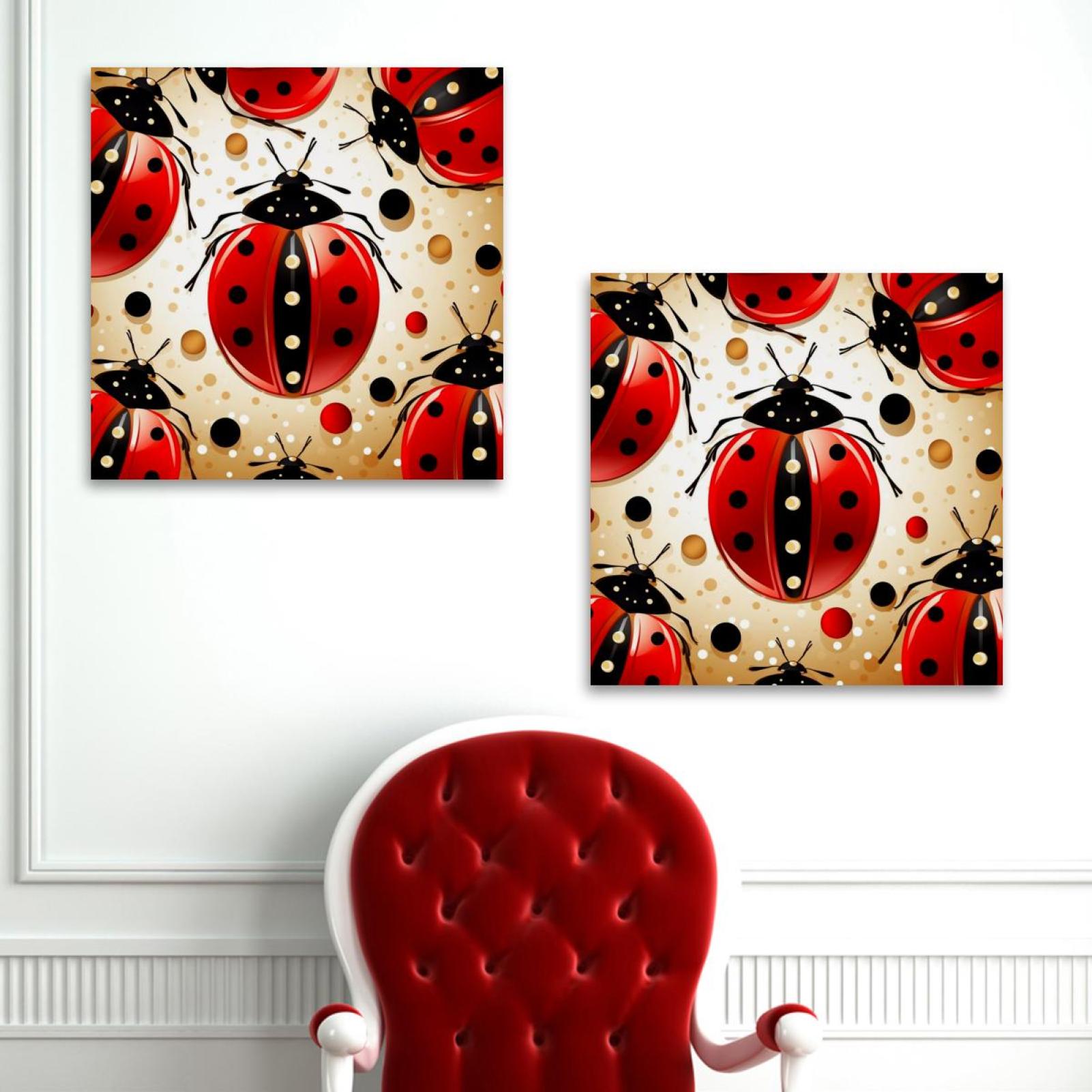 OWNSERIES Ladybug Pattern 2PC Canvas Wall Art Paintings for Living Room ...