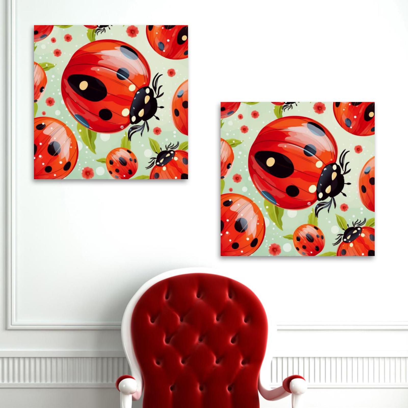 OWNSERIES Ladybug Pattern 2PC Canvas Wall Art Paintings for Living Room ...