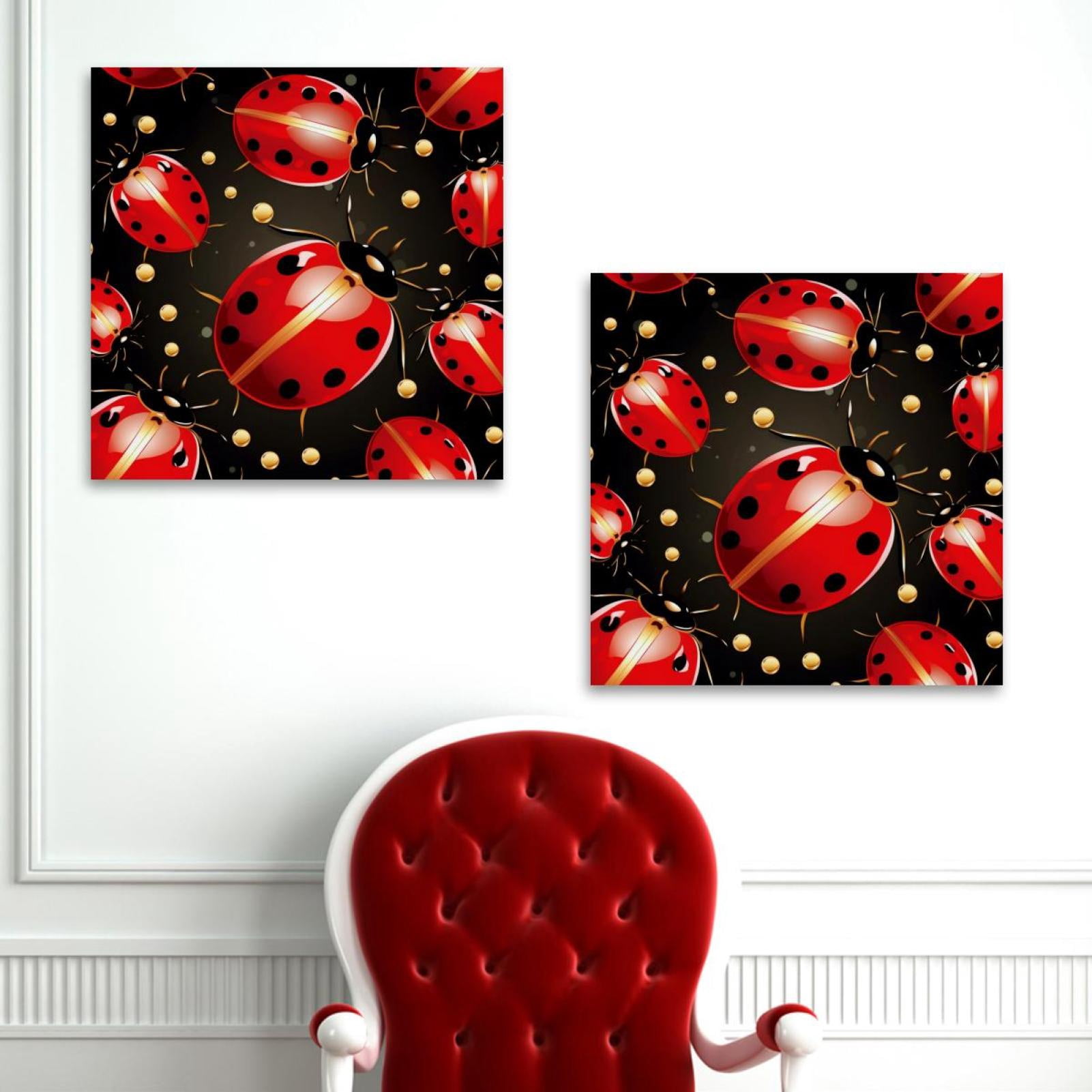 OWNSERIES Ladybug Pattern 2PC Canvas Wall Art Paintings for Living Room ...
