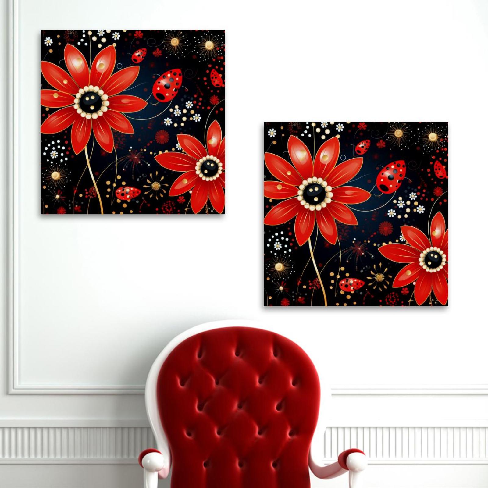 OWNSERIES Ladybug Pattern 2PC Canvas Wall Art Paintings for Living Room ...