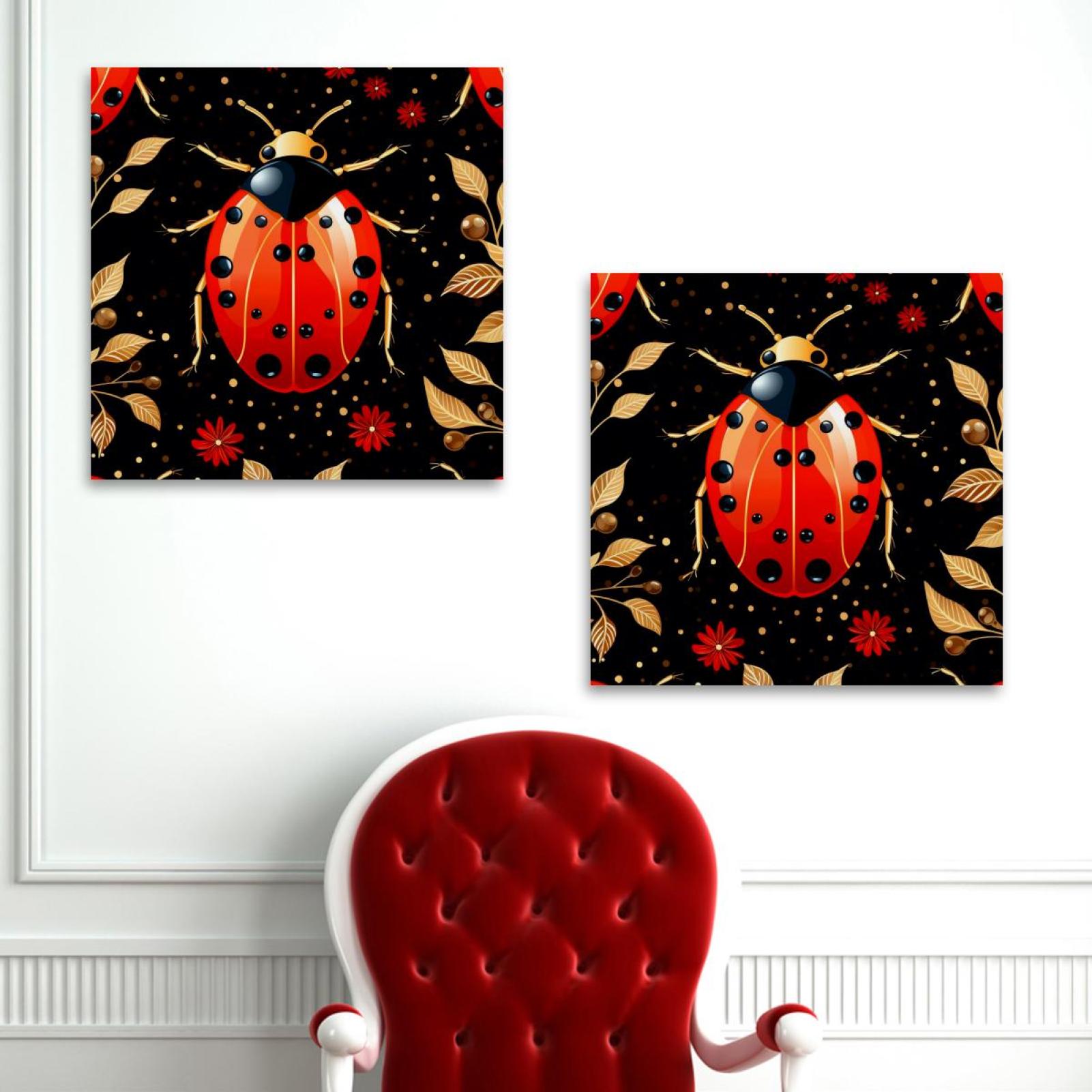 OWNSERIES Ladybug Pattern 2PC Canvas Wall Art Paintings for Living Room ...