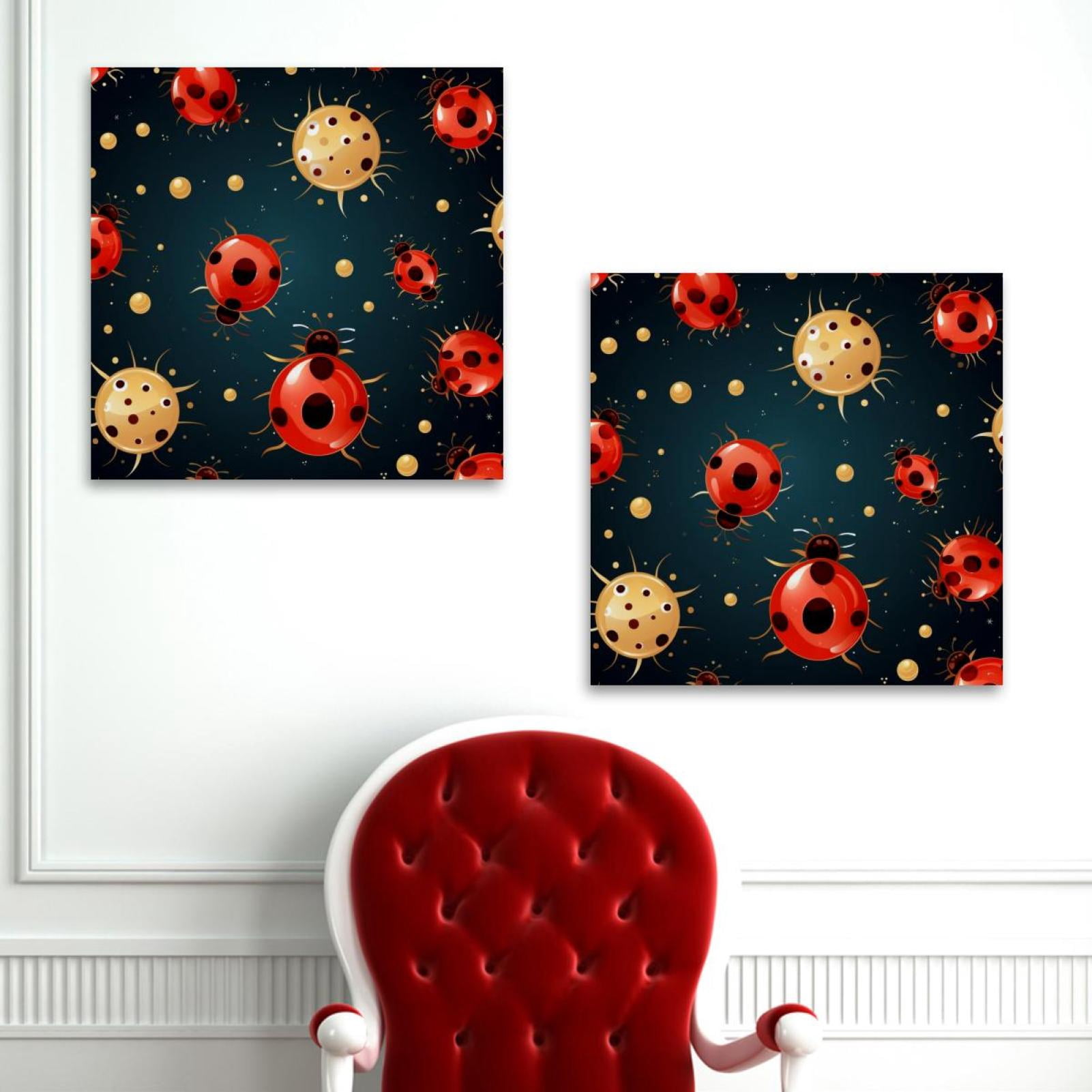 OWNSERIES Ladybug Pattern 2PC Canvas Wall Art Paintings for Living Room ...