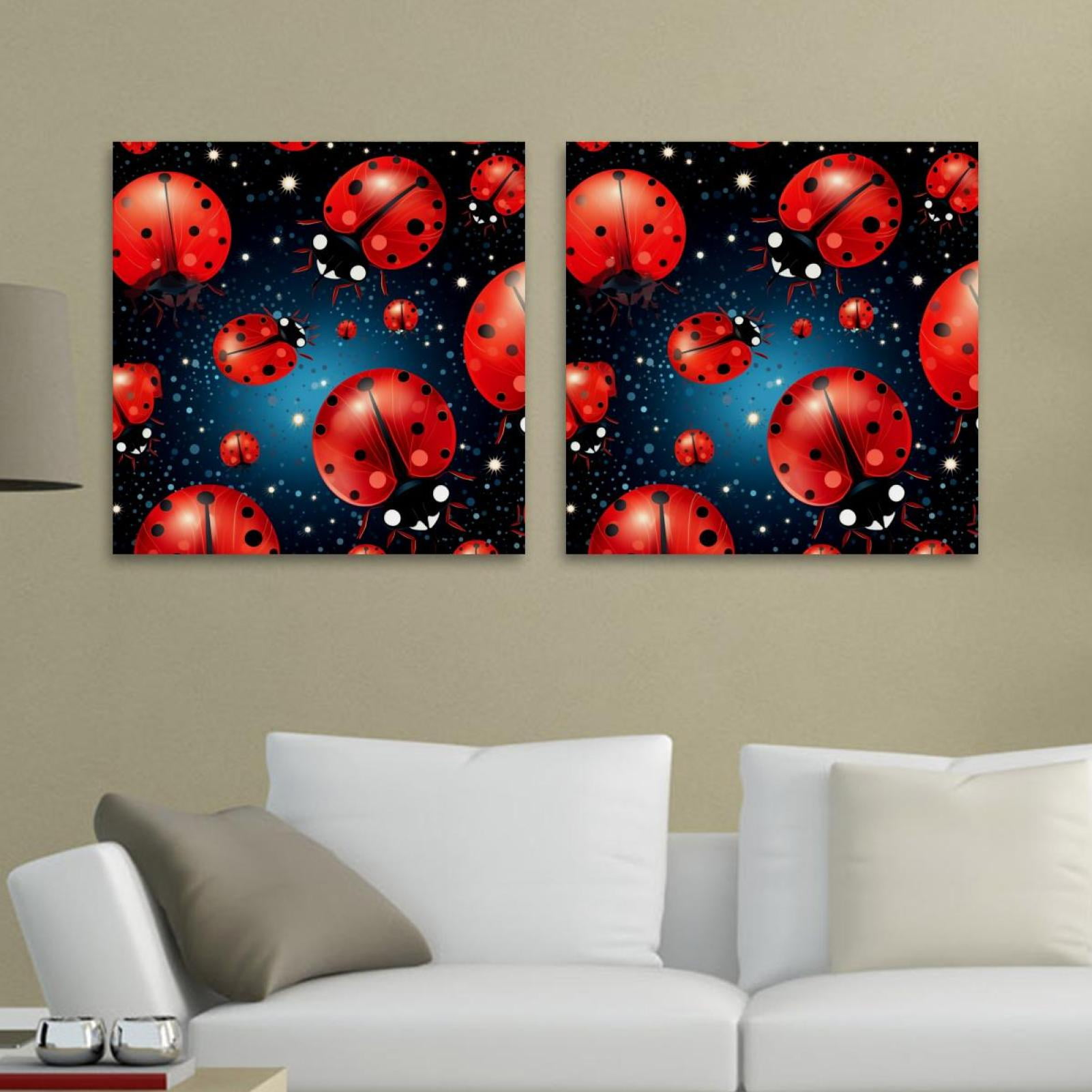 OWNSERIES Ladybug Pattern 2PC Canvas Wall Art Paintings for Living Room ...