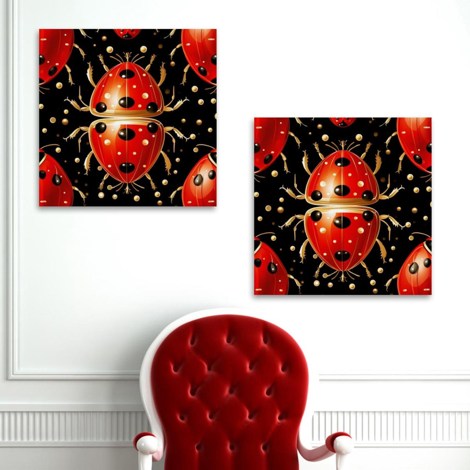 OWNSERIES Ladybug Pattern 2PC Canvas Wall Art Paintings for Living Room ...