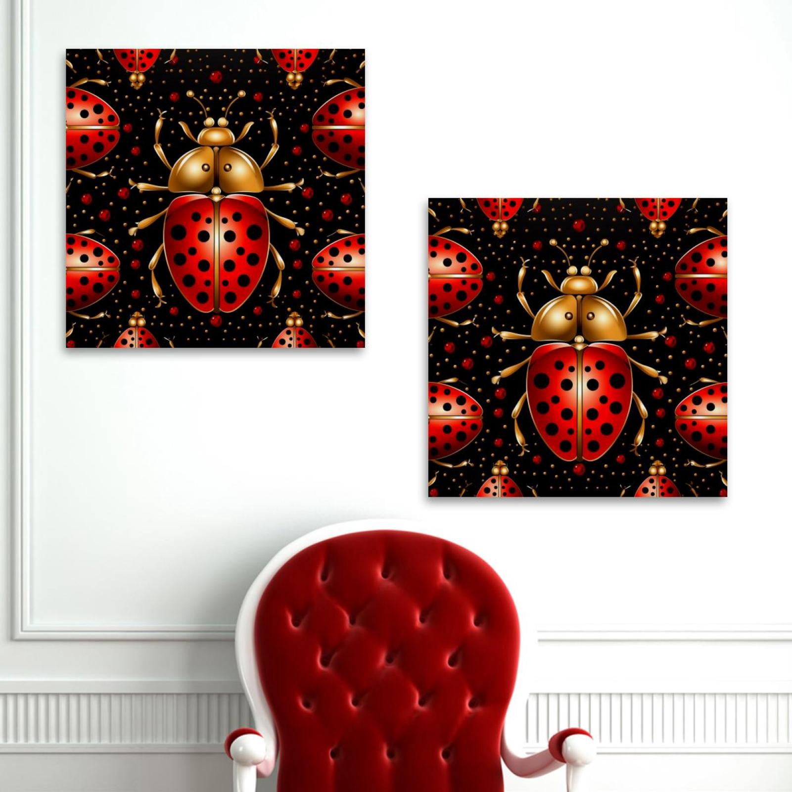 OWNSERIES Ladybug Pattern 2PC Canvas Wall Art Paintings for Living Room ...