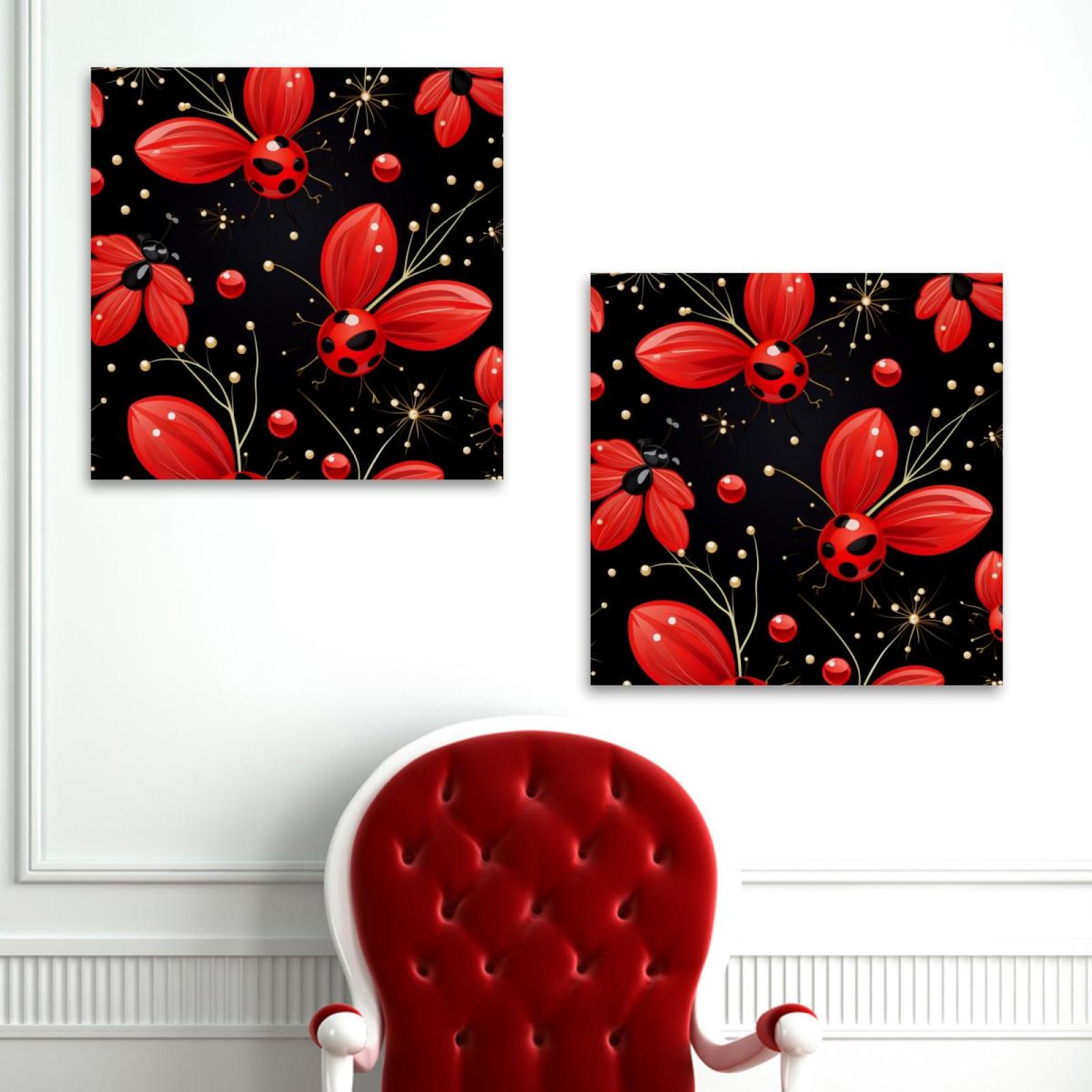OWNSERIES Ladybug Pattern 2PC Canvas Wall Art Paintings for Living Room ...