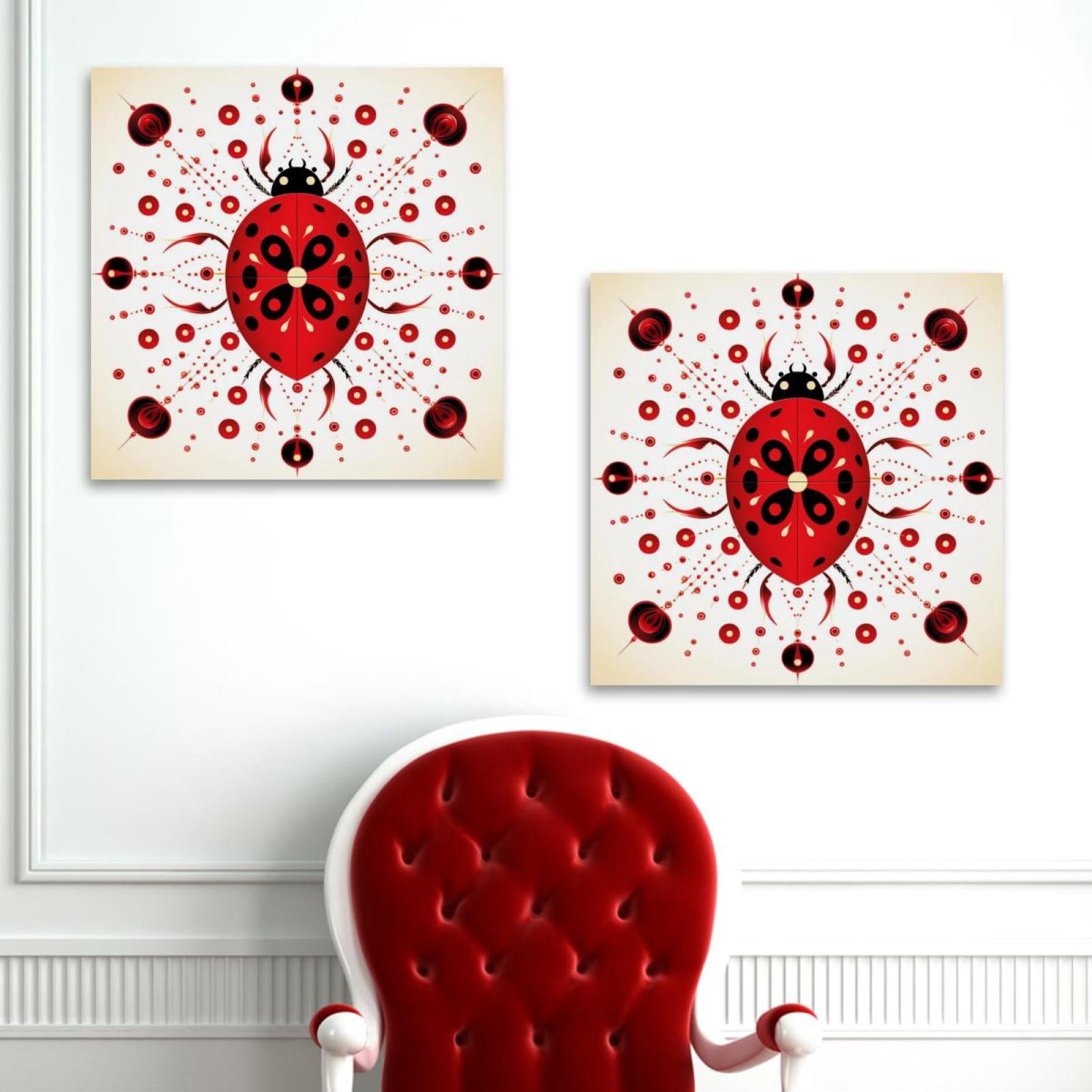 OWNSERIES Ladybug Pattern 2PC Canvas Wall Art Paintings for Living Room ...