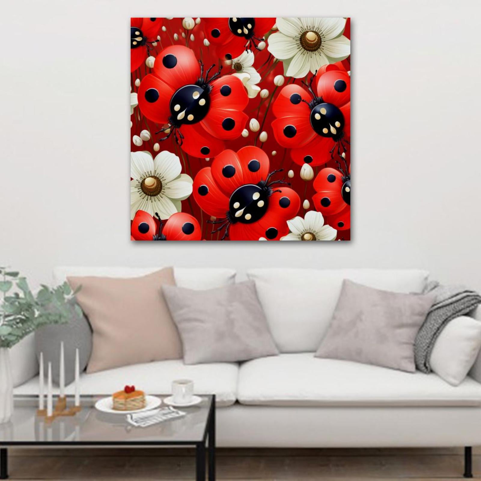 OWNSERIES Ladybug Pattern Canvas Wall Art Paintings for Living Room ...