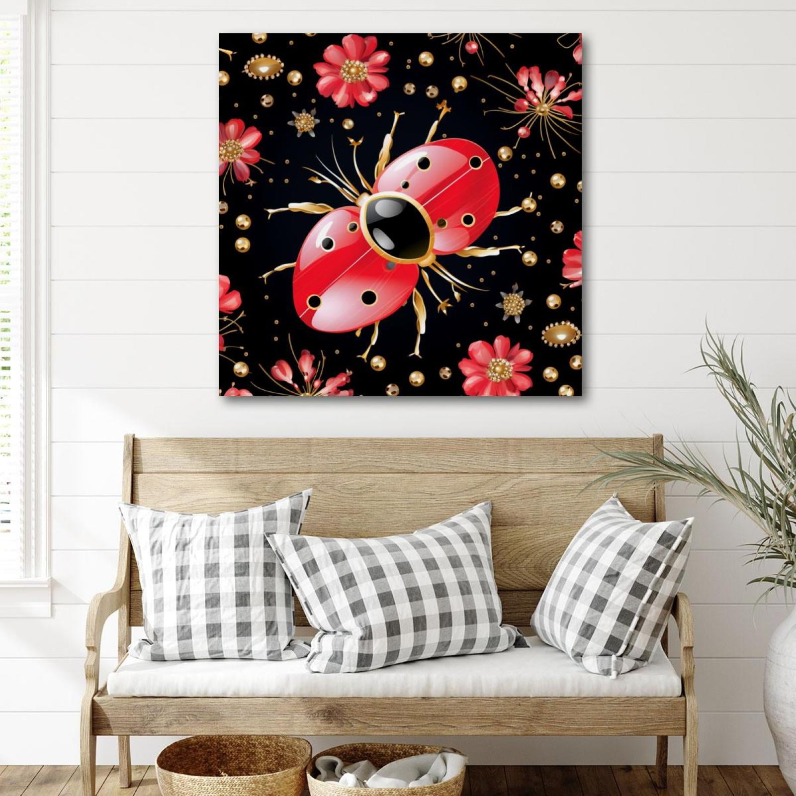 OWNSERIES Ladybug Pattern Canvas Wall Art Paintings for Living Room ...