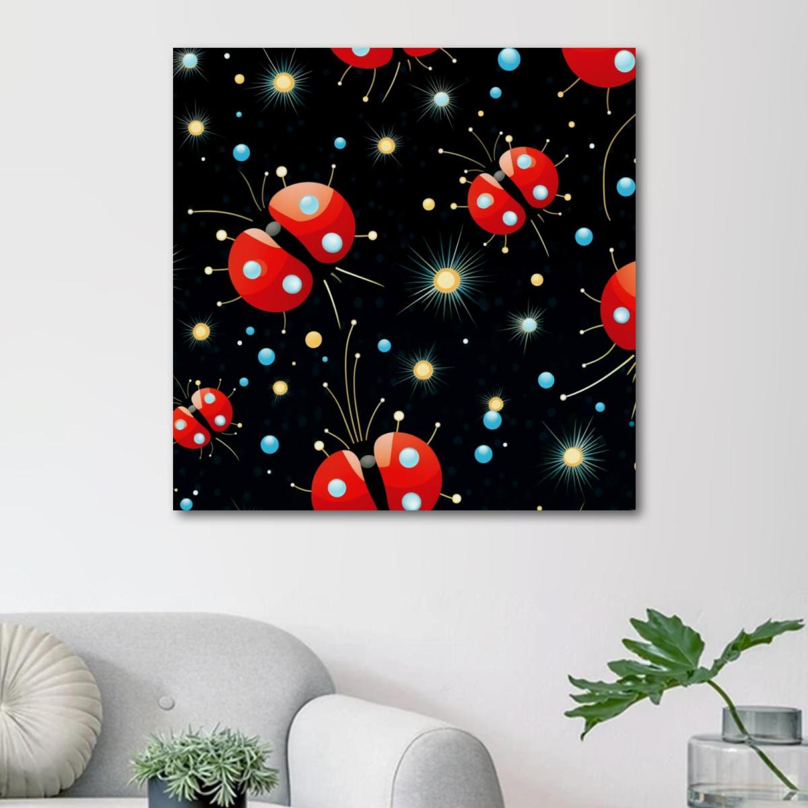 OWNSERIES Ladybug Pattern Canvas Wall Art Paintings for Living Room ...