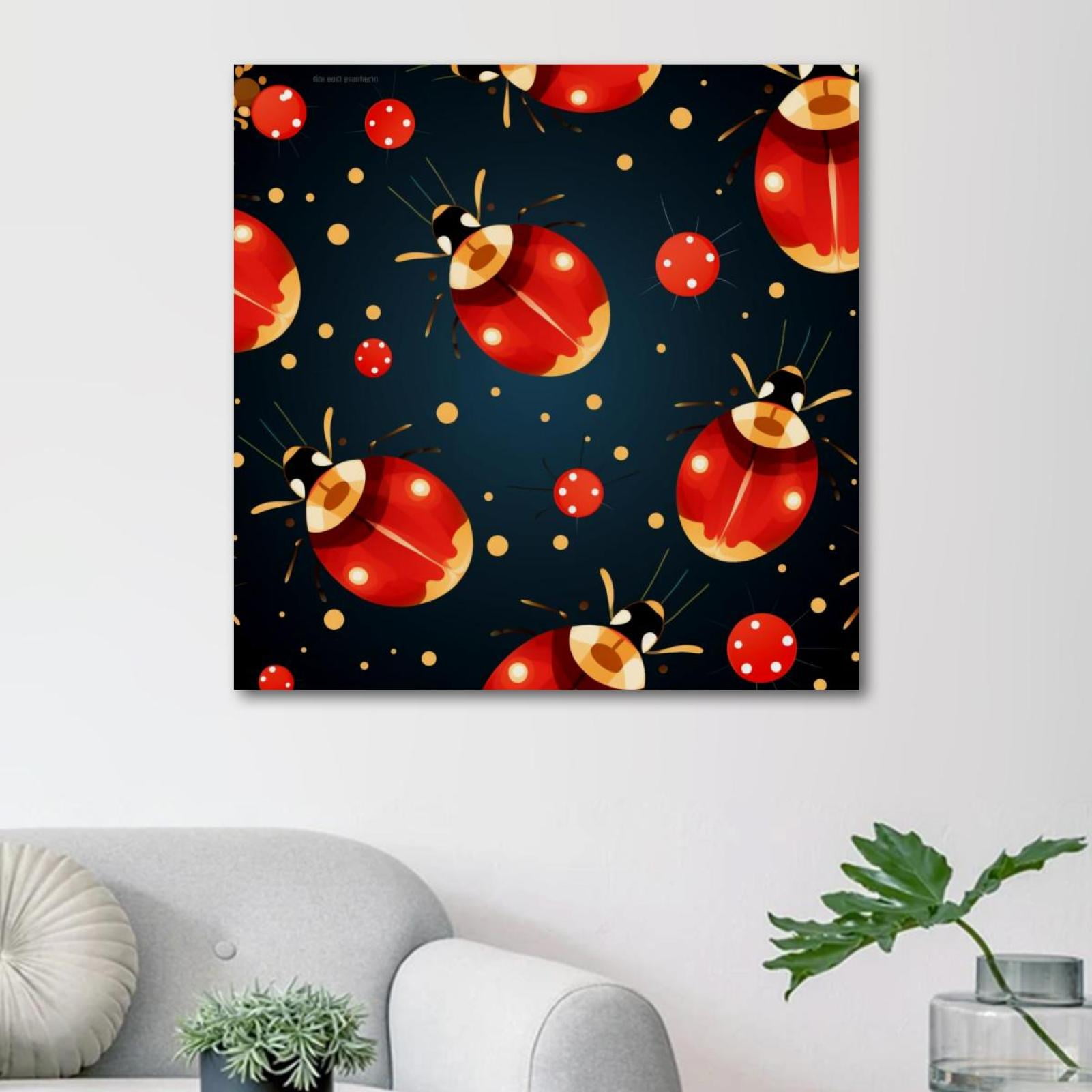 OWNSERIES Ladybug Pattern Canvas Wall Art Paintings for Living Room ...