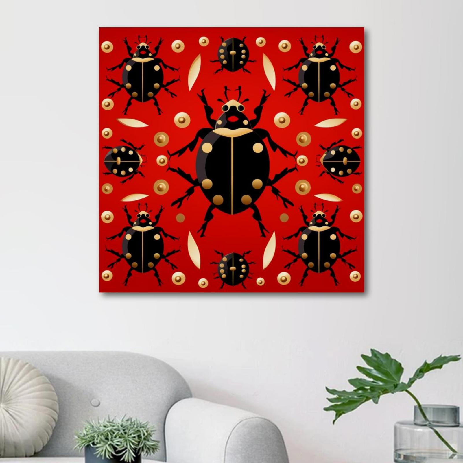 OWNSERIES Ladybug Pattern Canvas Wall Art Paintings for Living Room ...