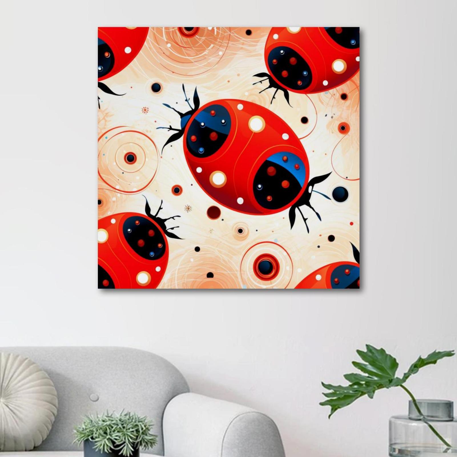 OWNSERIES Ladybug Pattern Canvas Wall Art Paintings for Living Room ...