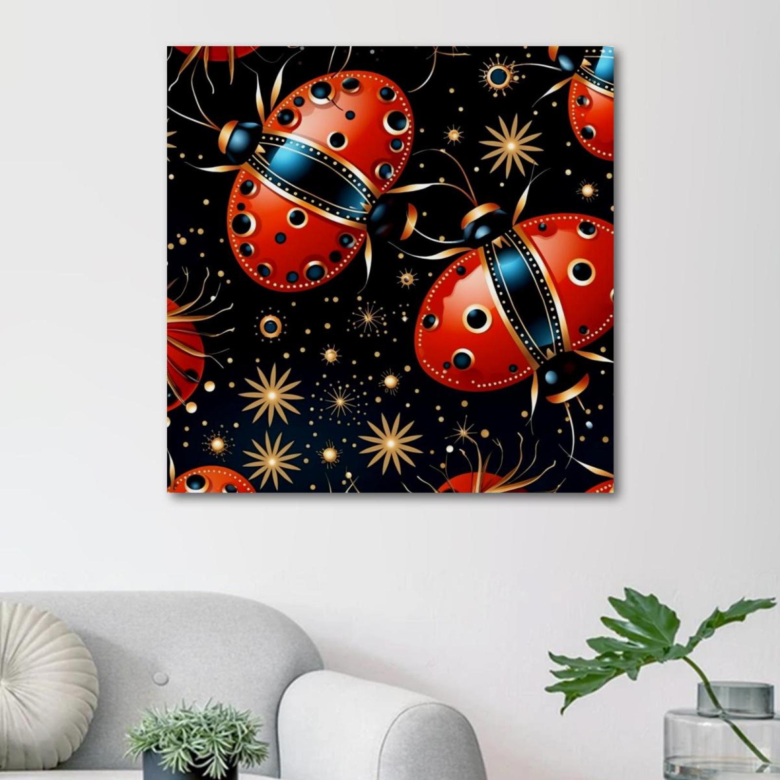 OWNSERIES Ladybug Pattern Canvas Wall Art Paintings for Living Room ...