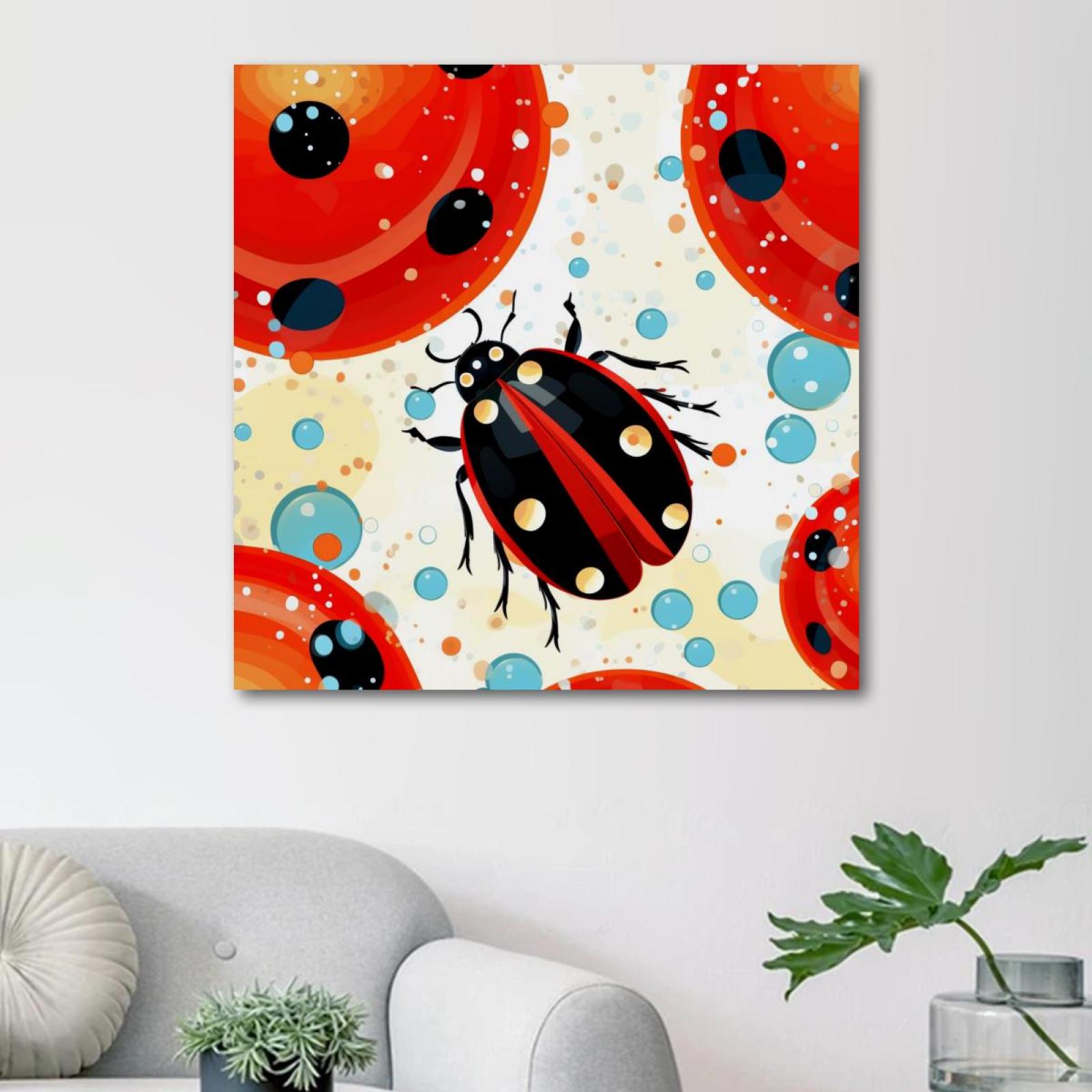 OWNSERIES Ladybug Pattern Canvas Wall Art Paintings for Living Room ...