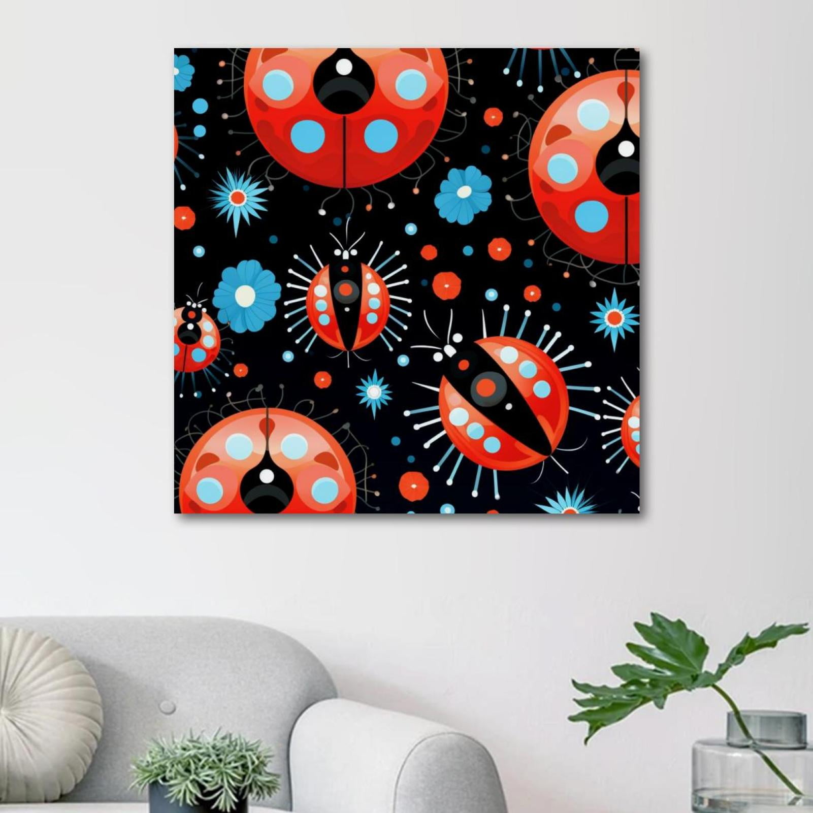 OWNSERIES Ladybug Pattern Canvas Wall Art Paintings for Living Room ...
