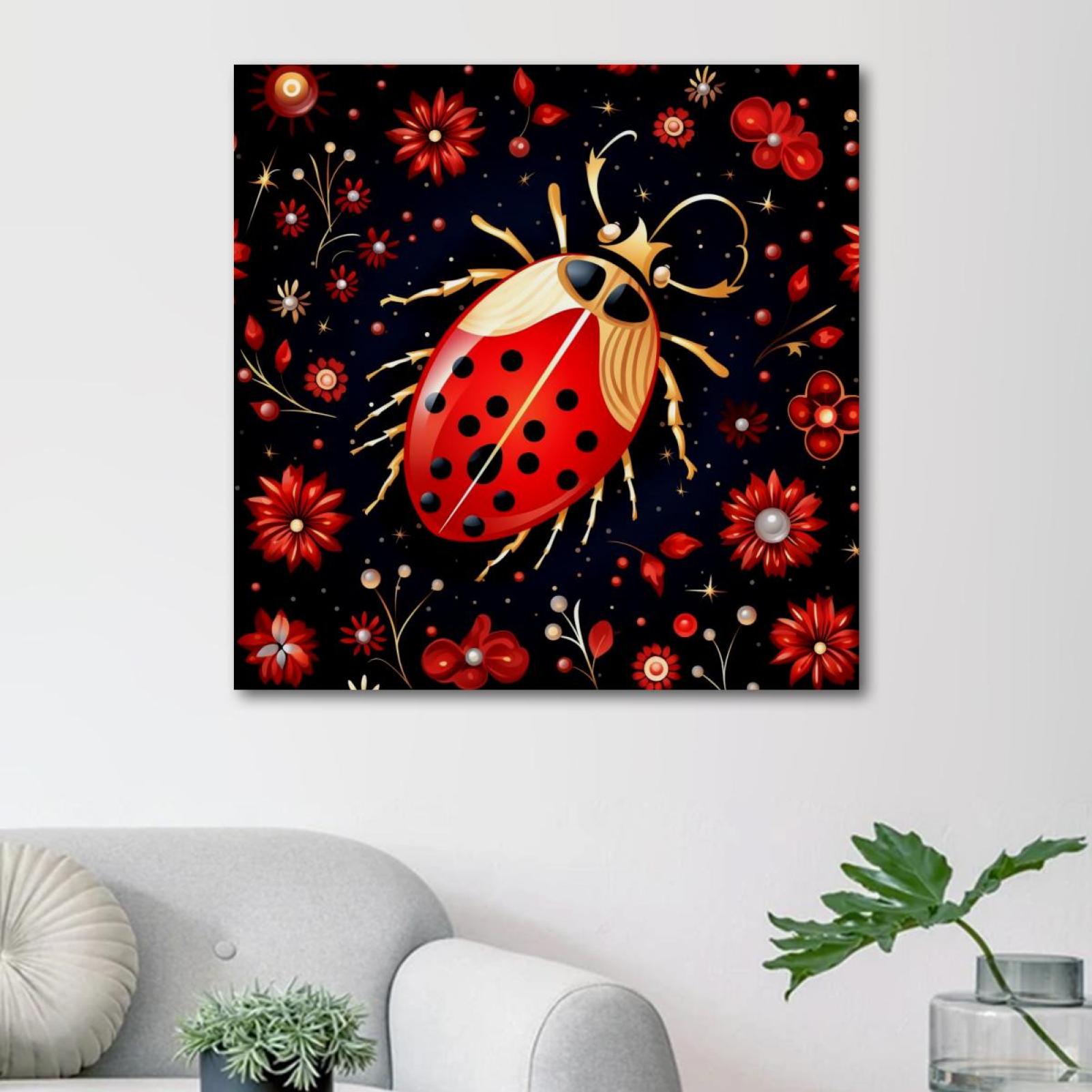 OWNSERIES Ladybug Pattern Canvas Wall Art Paintings for Living Room ...
