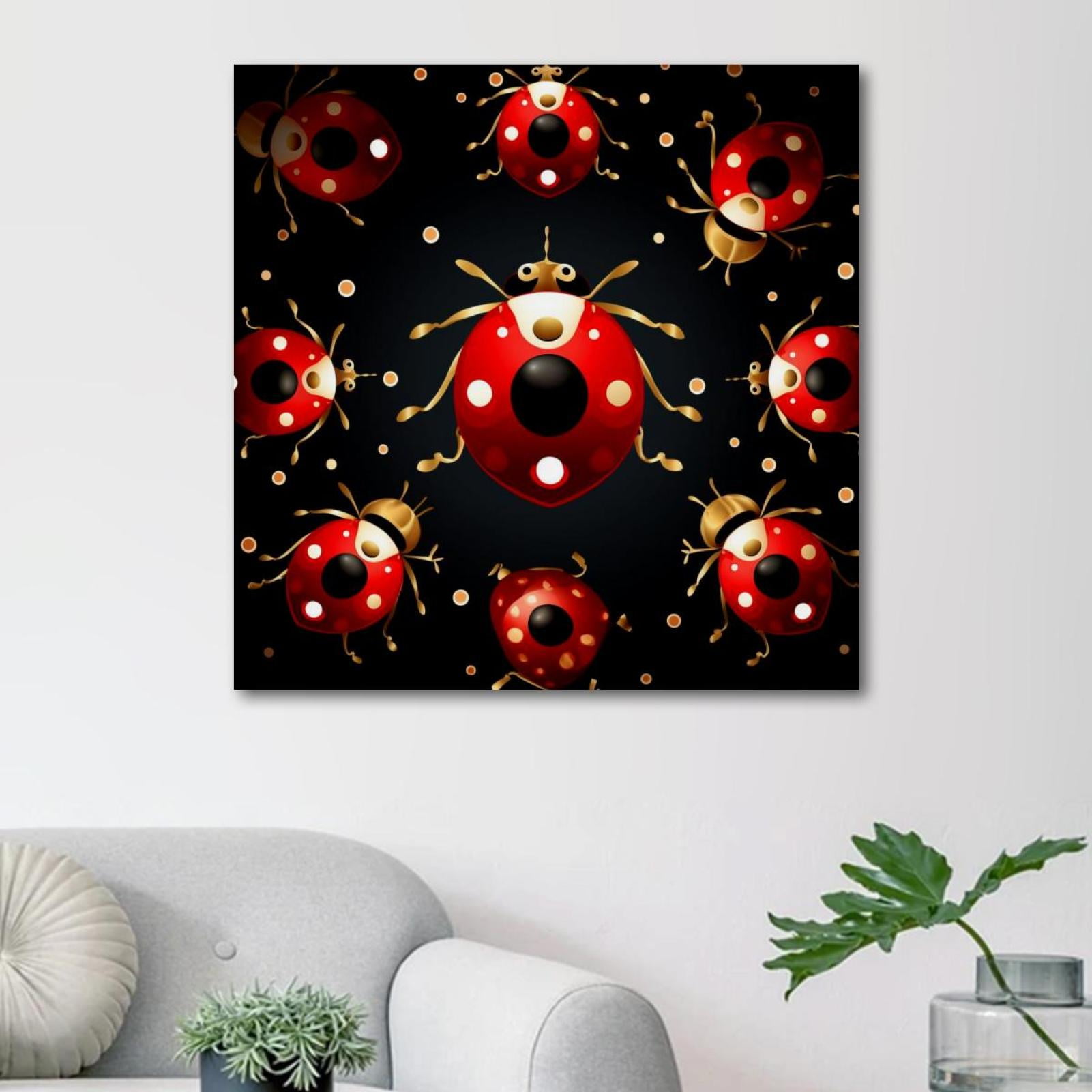 OWNSERIES Ladybug Pattern Canvas Wall Art Paintings for Living Room ...