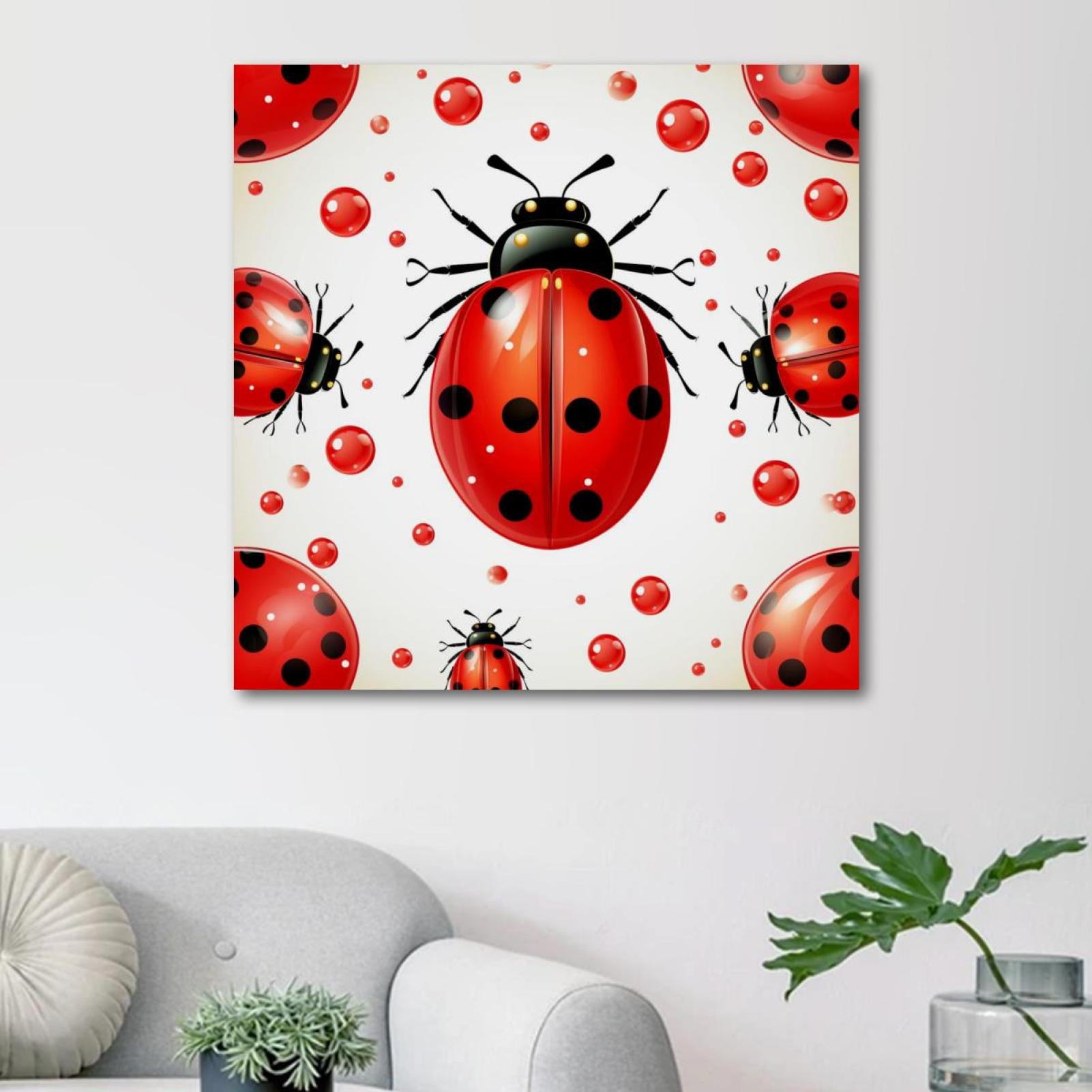 OWNSERIES Ladybug Pattern Canvas Wall Art Paintings for Living Room ...