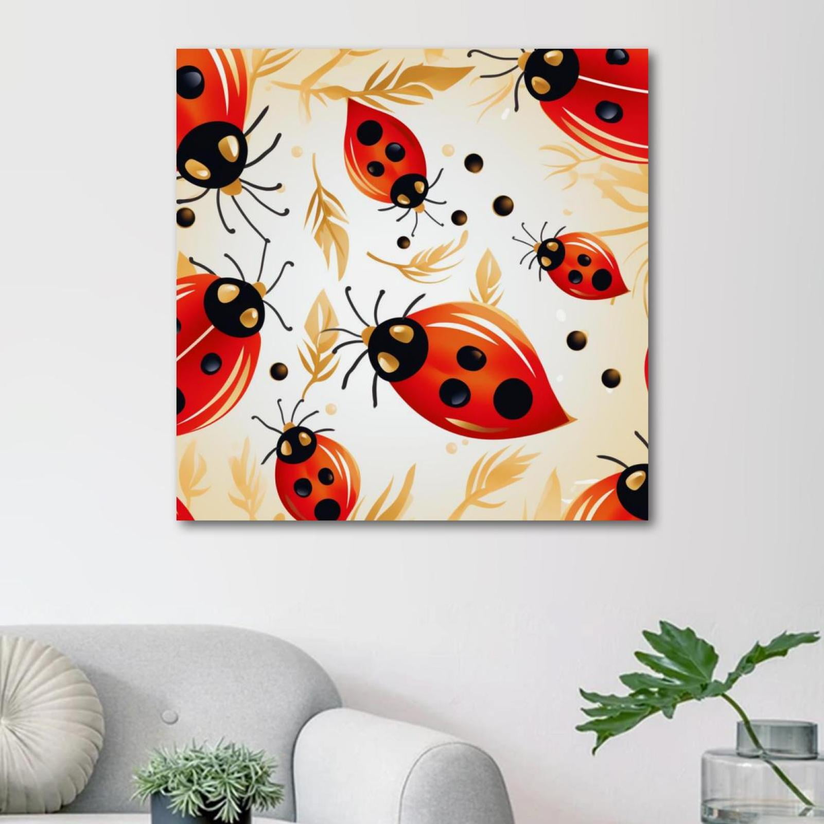 OWNSERIES Ladybug Pattern Canvas Wall Art Paintings for Living Room ...