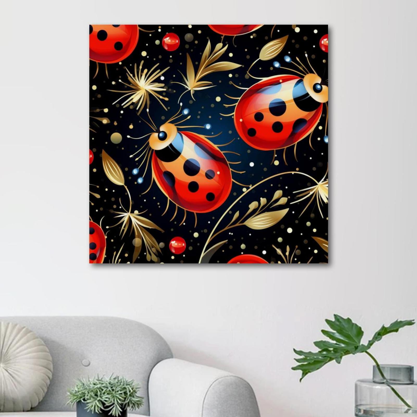OWNSERIES Ladybug Pattern Canvas Wall Art Paintings for Living Room ...