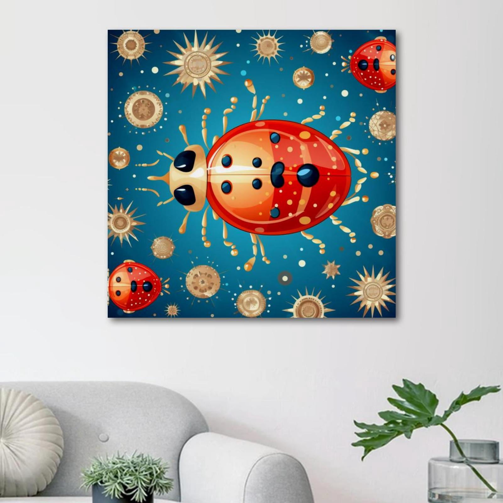 OWNSERIES Ladybug Pattern Canvas Wall Art Paintings for Living Room ...