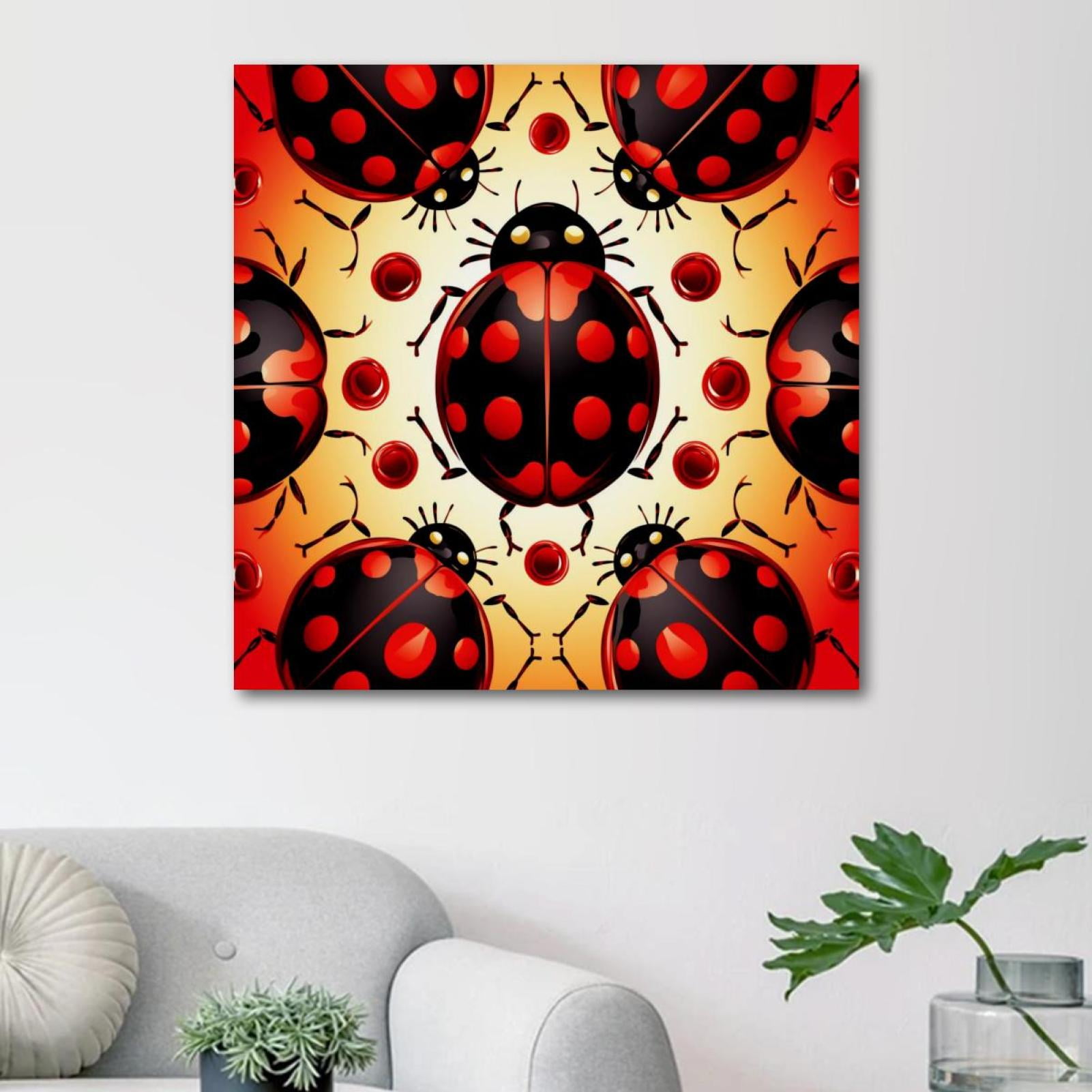 OWNSERIES Ladybug Pattern Canvas Wall Art Paintings for Living Room ...