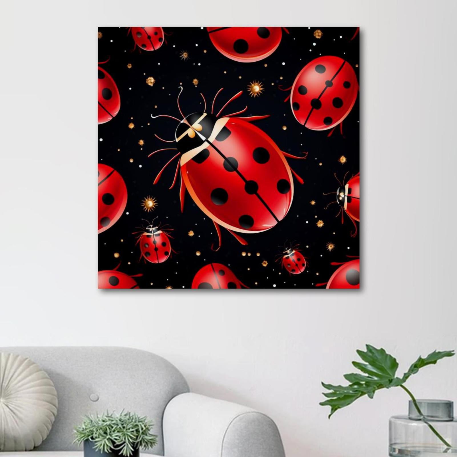 OWNSERIES Ladybug Pattern Canvas Wall Art Paintings for Living Room ...