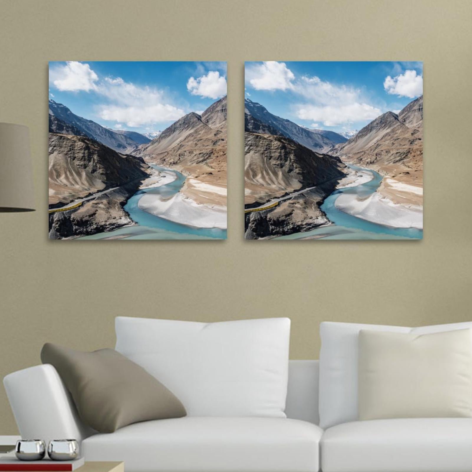 OWNSERIES Lake Mountain Pattern 2PC Canvas Wall Art Paintings for ...