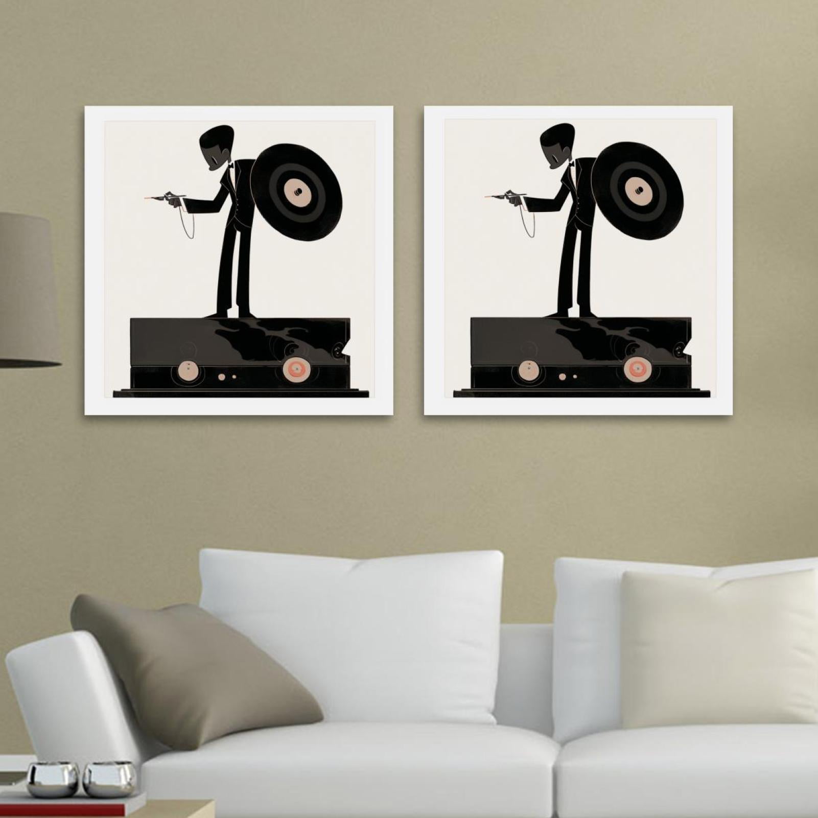 OWNSERIES a Large Black Square Symbol Pattern 2PC Canvas Wall Art ...