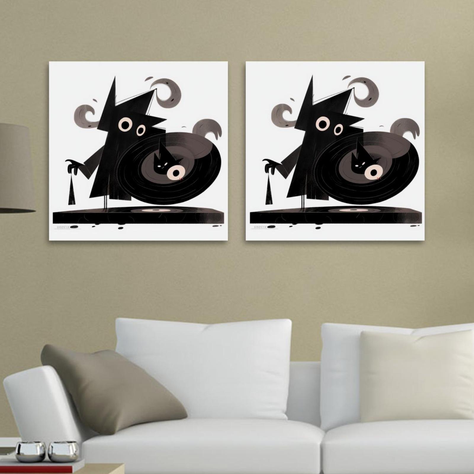 OWNSERIES a Large Black Square Symbol Pattern 2PC Canvas Wall Art ...