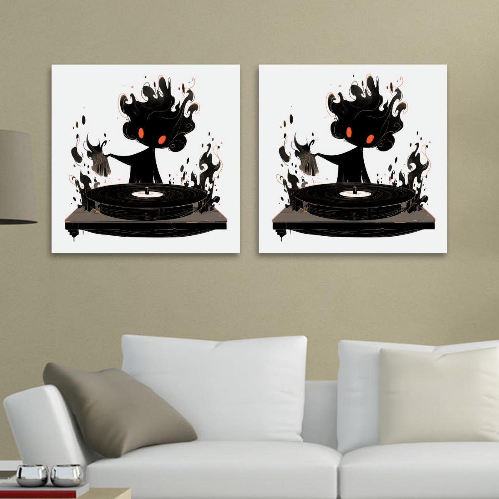 OWNSERIES a Large Black Square Symbol Pattern 2PC Canvas Wall Art ...