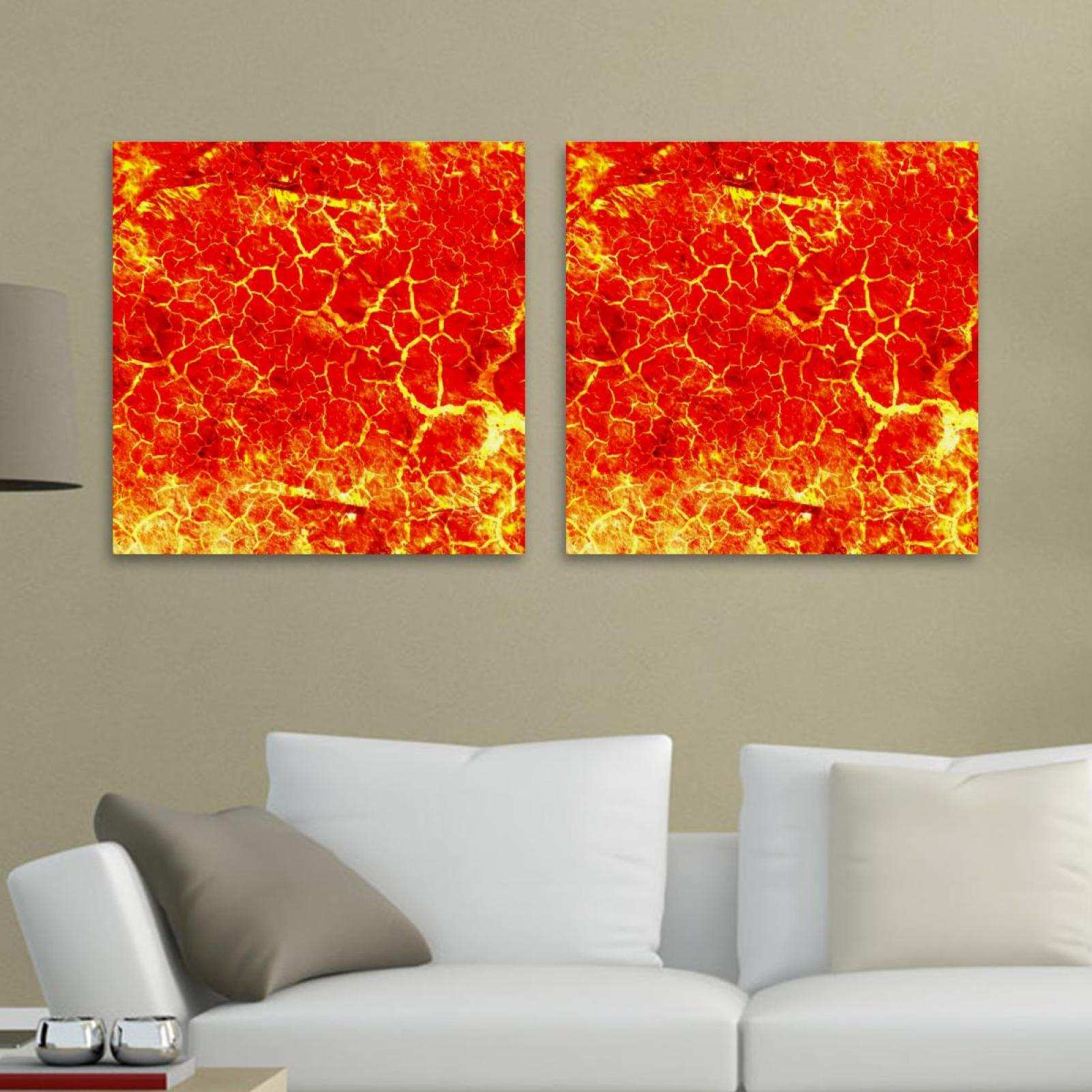 OWNSERIES Lava Orange Magma Pattern 2PC Canvas Wall Art Paintings for ...