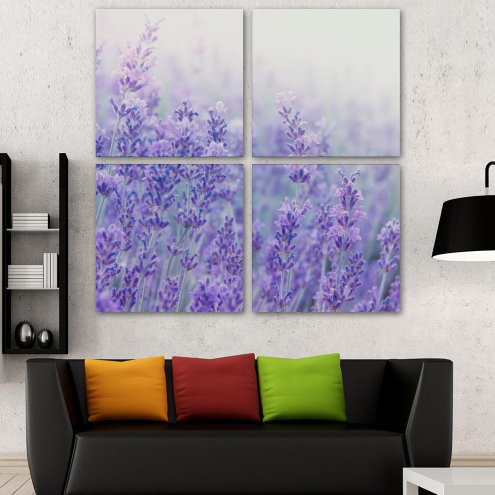 OWNSERIES Lavender Flower Mauve Pattern 4PC Frameless Canvas Wall Art ...