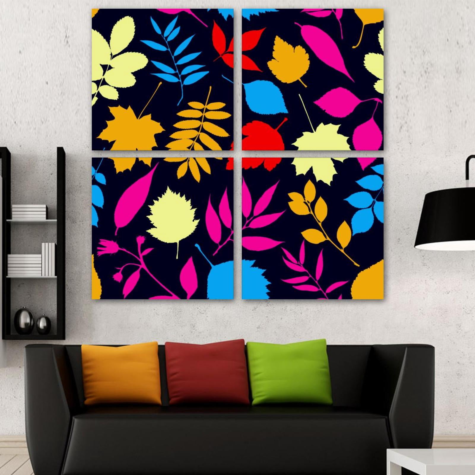 OWNSERIES Leaf Pattern 4PC Frameless Canvas Wall Art Paintings for ...