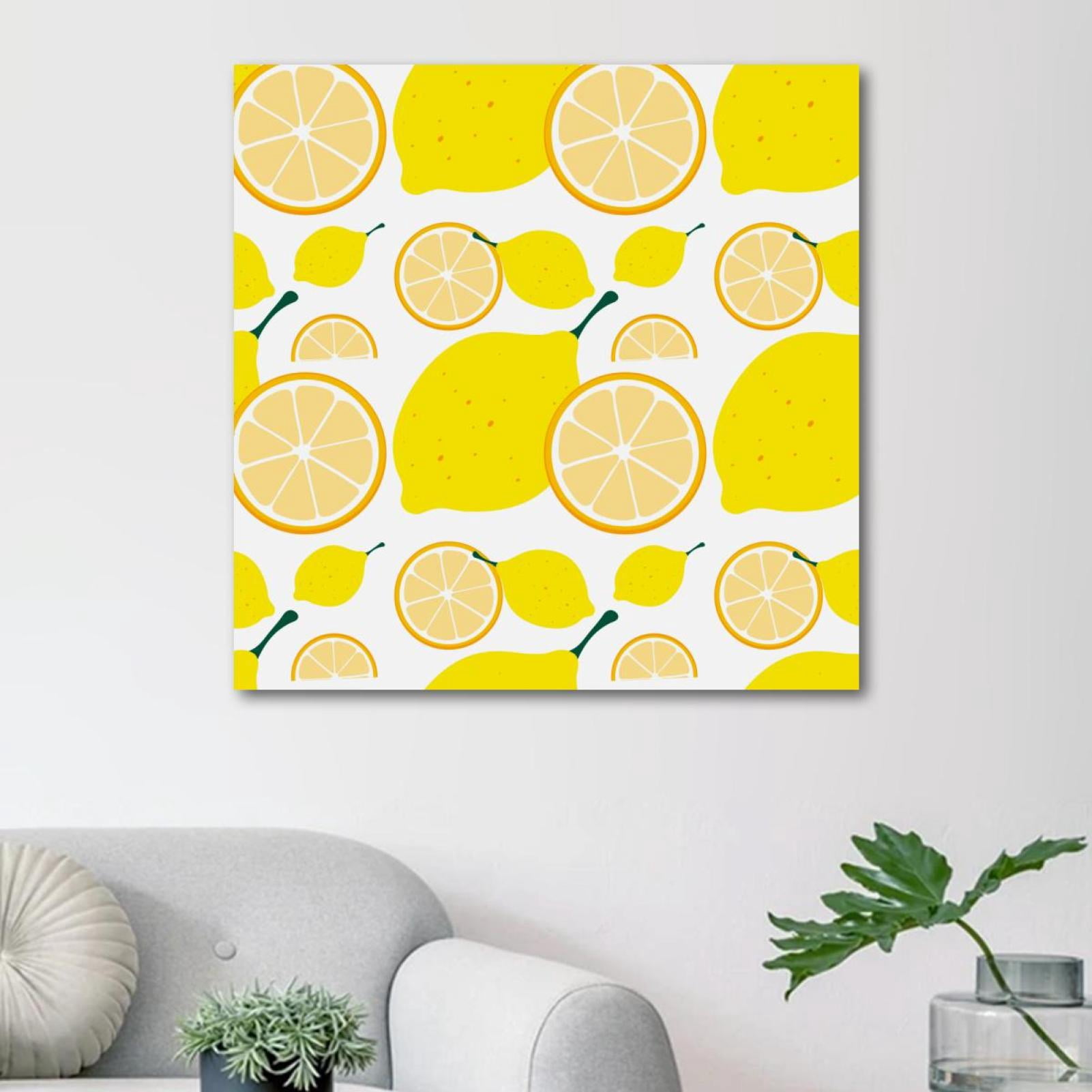 OWNSERIES Lemon Yellow Pattern Canvas Wall Art Paintings for Living ...
