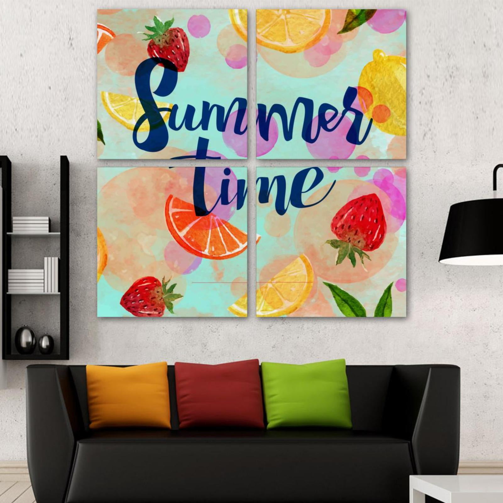 OWNSERIES Lemons Summer Pattern 4PC Frameless Canvas Wall Art Paintings ...