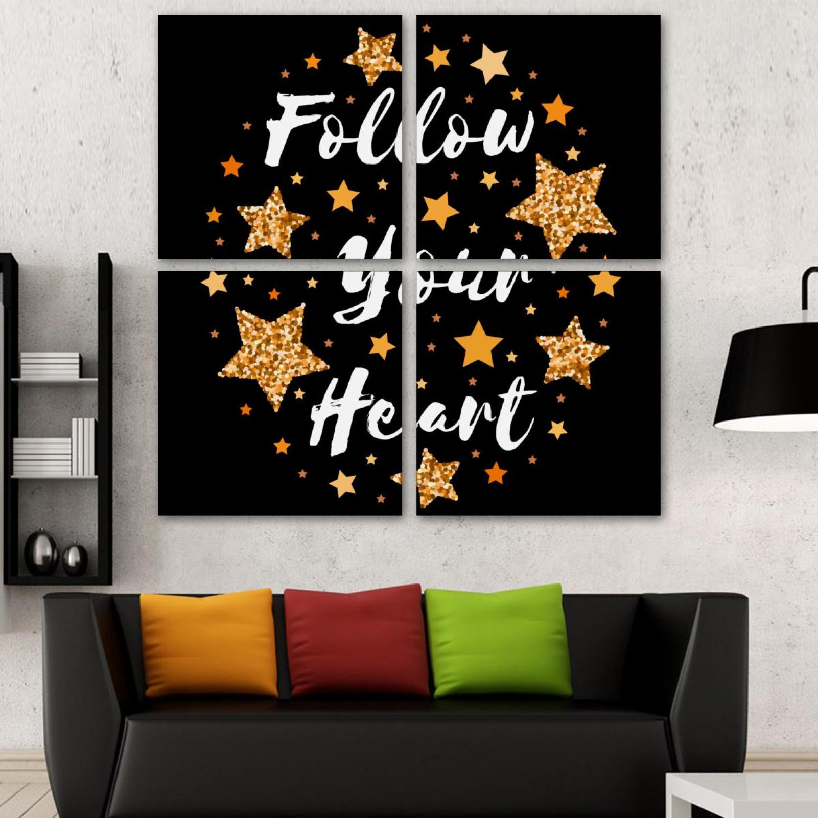 OWNSERIES Lettering Star Heart Inspirational Pattern 4PC Frameless ...