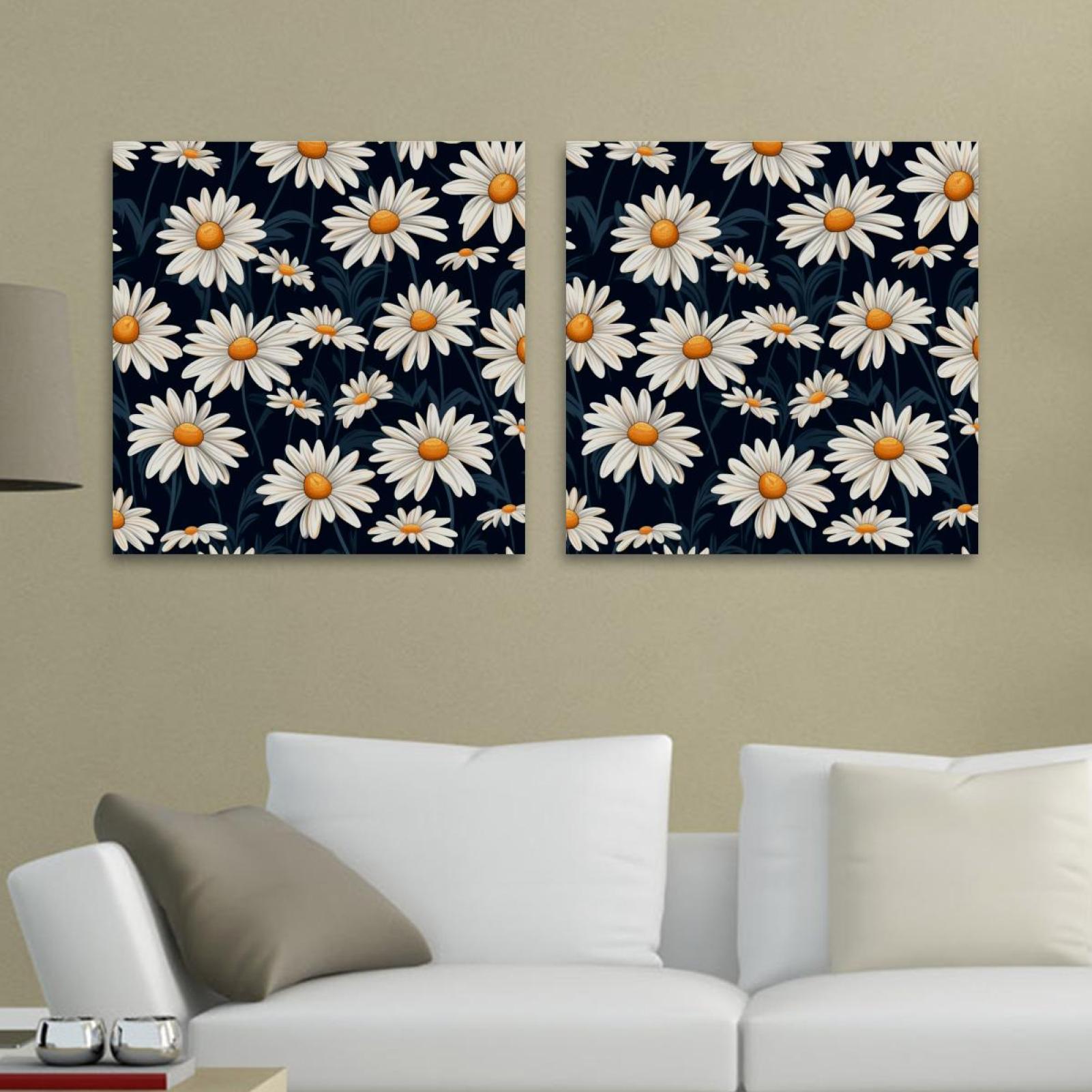 OWNSERIES Little Daisy Pattern 2PC Canvas Wall Art Paintings for Living ...