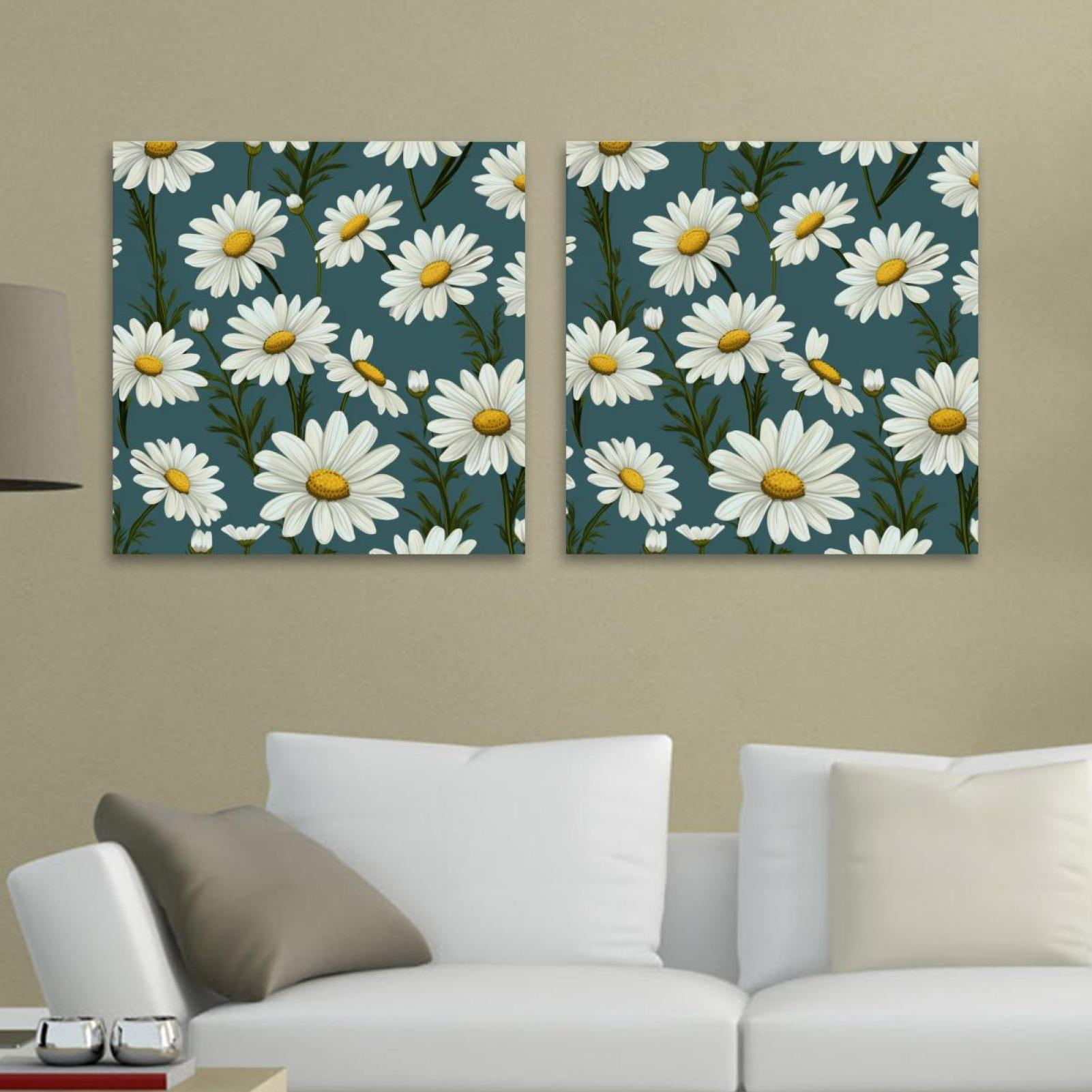 OWNSERIES Little Daisy Pattern 2PC Canvas Wall Art Paintings for Living ...