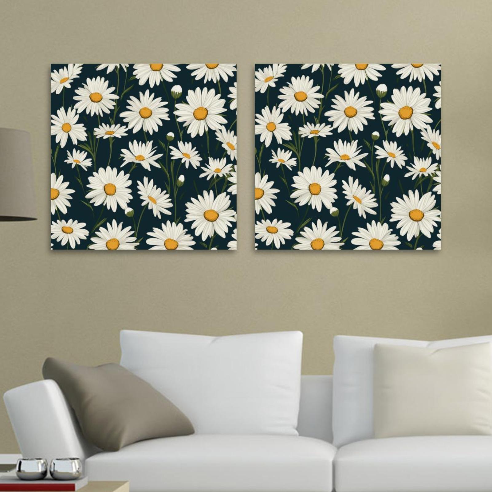 OWNSERIES Little Daisy Pattern 2PC Canvas Wall Art Paintings for Living ...
