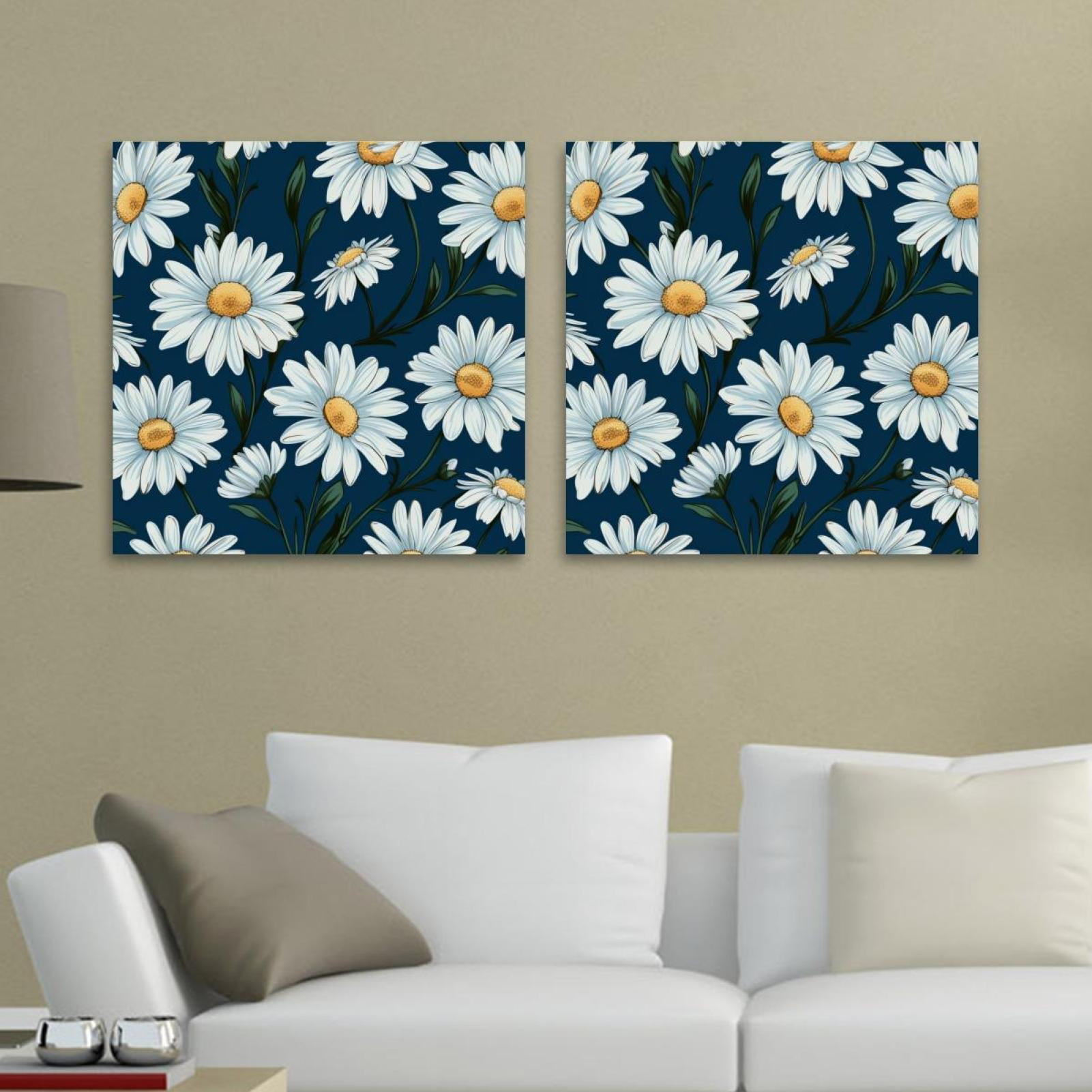 OWNSERIES Little Daisy Pattern 2PC Canvas Wall Art Paintings for Living ...