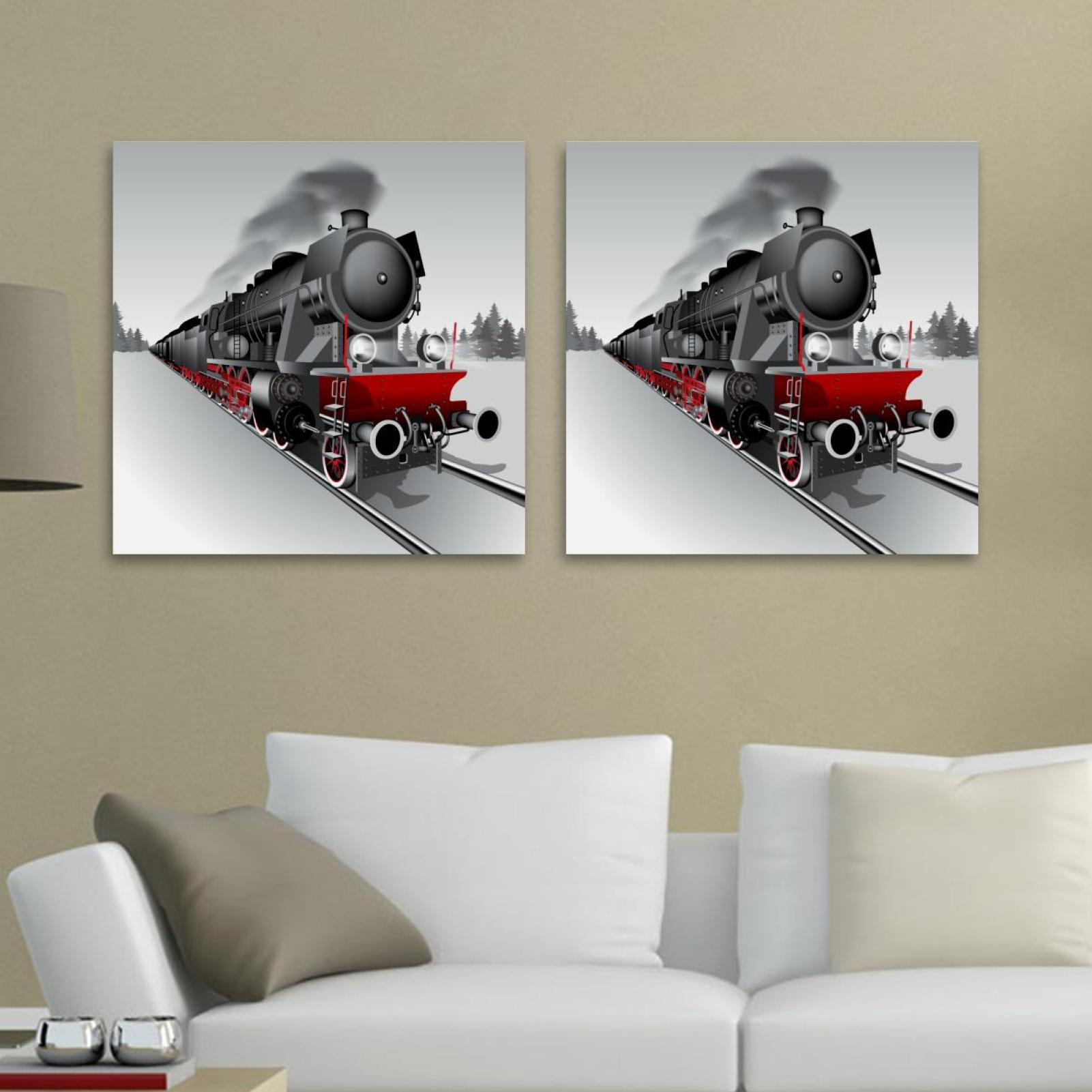 OWNSERIES Locomotive Train Pattern 2PC Canvas Wall Art Paintings for ...