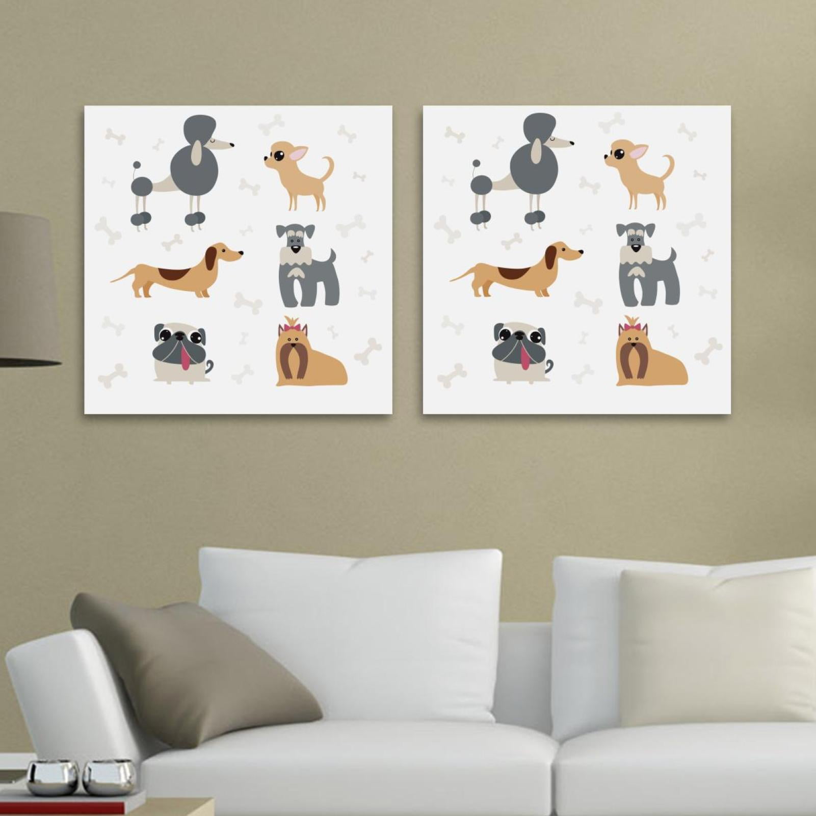 OWNSERIES Lovely Cartoon Puppy Collection-01 Pattern 2PC Canvas Wall ...