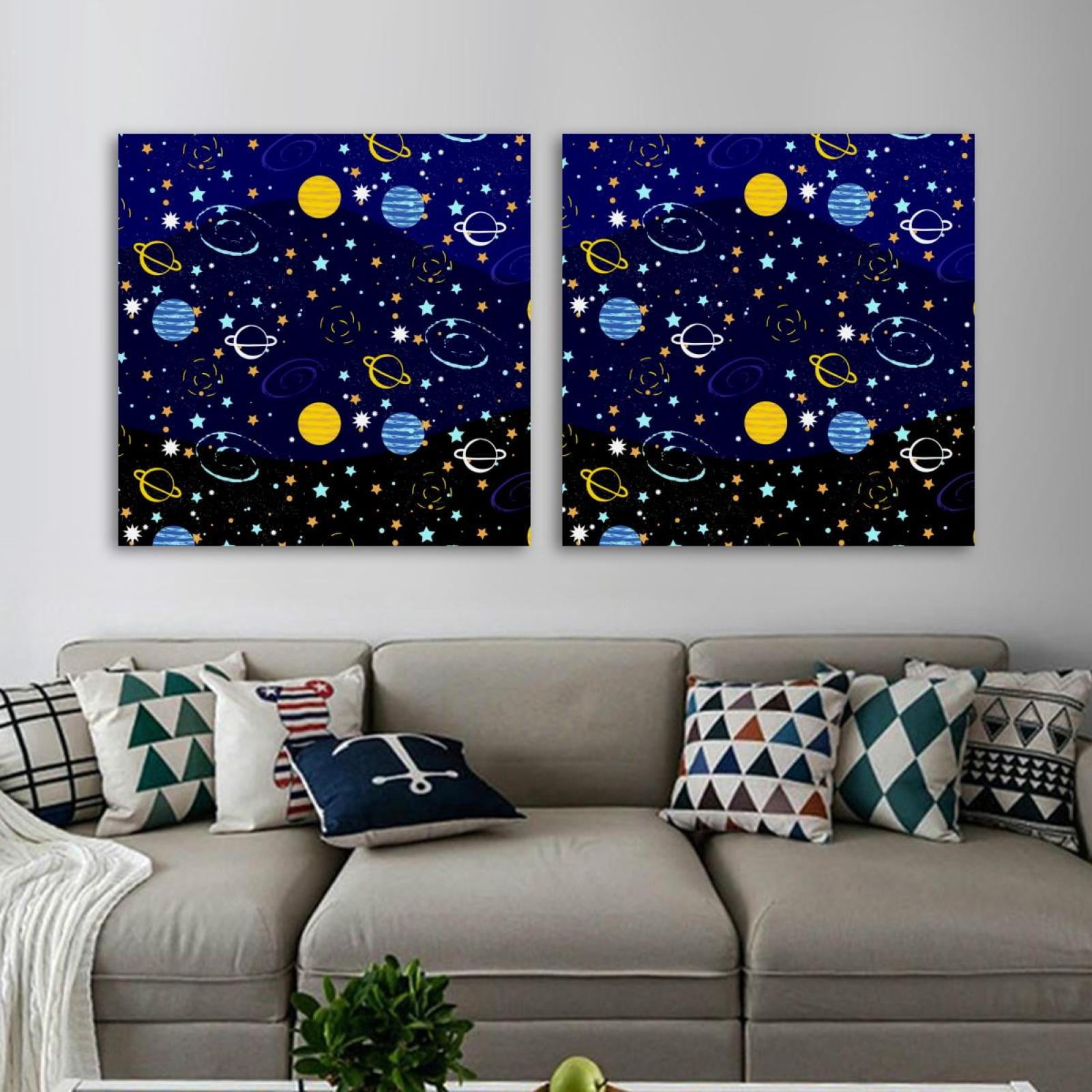 OWNSERIES Lovely Galaxy Pattern 2PC Canvas Wall Art Paintings for ...