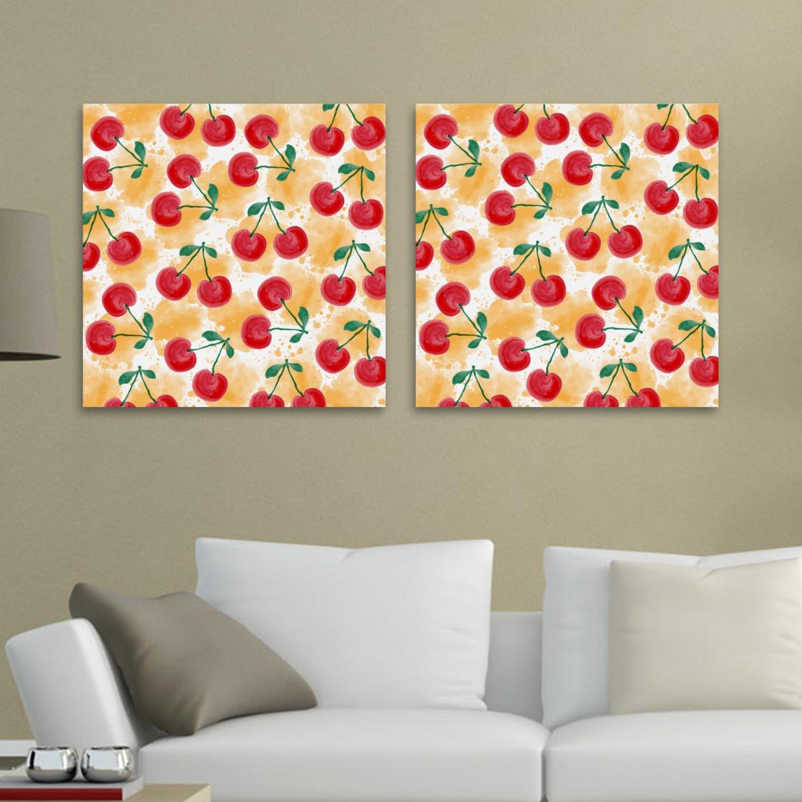 OWNSERIES Lovely Ink Cherries Pattern-01 Pattern 2PC Canvas Wall Art ...