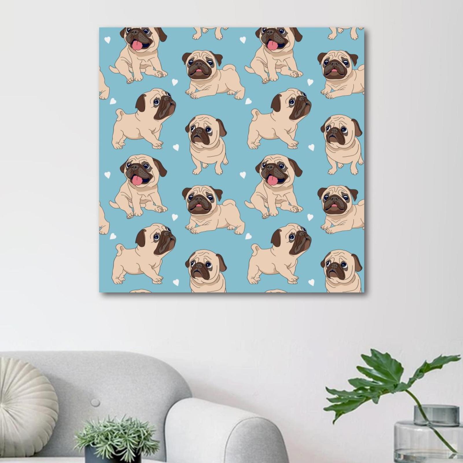 OWNSERIES Lovely Pug Dog Pattern Canvas Wall Art Paintings for Living ...