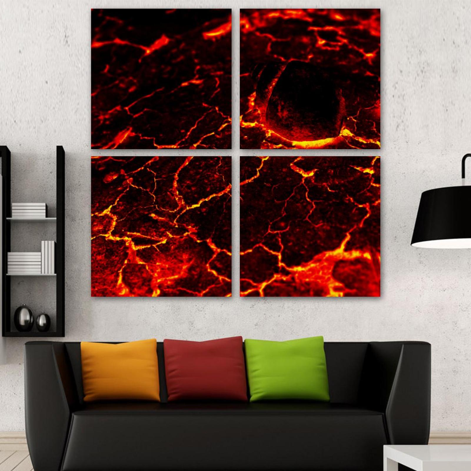 OWNSERIES Magma Lava Pattern 4PC Frameless Canvas Wall Art Paintings ...